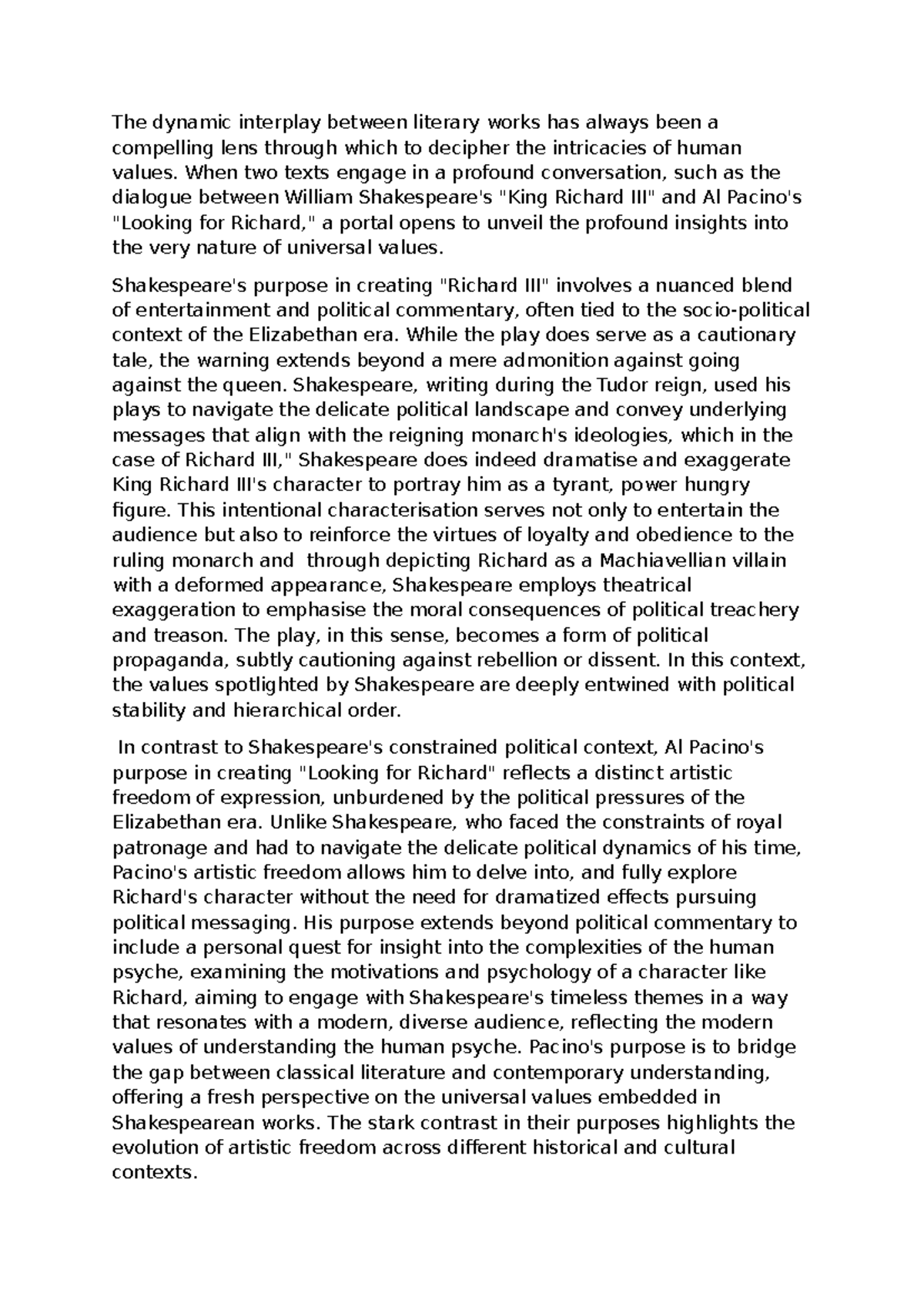 English Essay- King RIchar, Looking For Richard - The dynamic interplay ...
