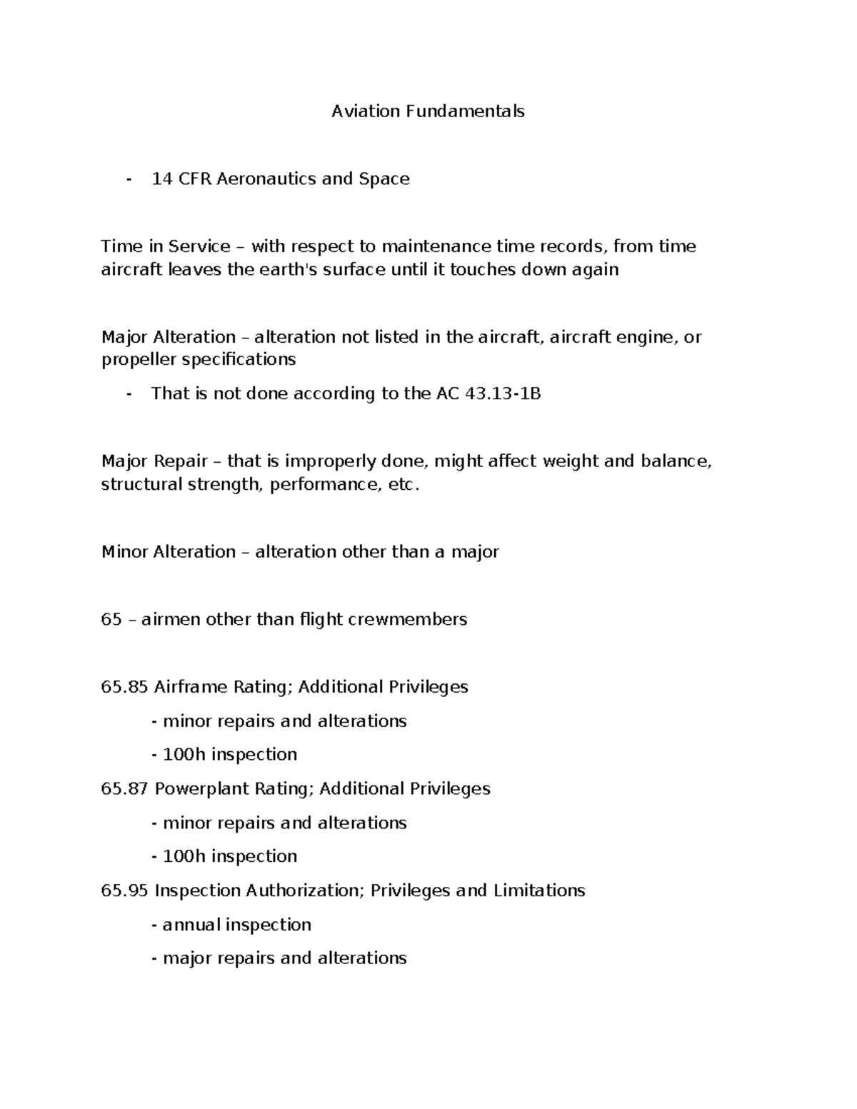 Aviation Maintenance Logbook & Inspection Guidelines (Aero 101) - Studocu