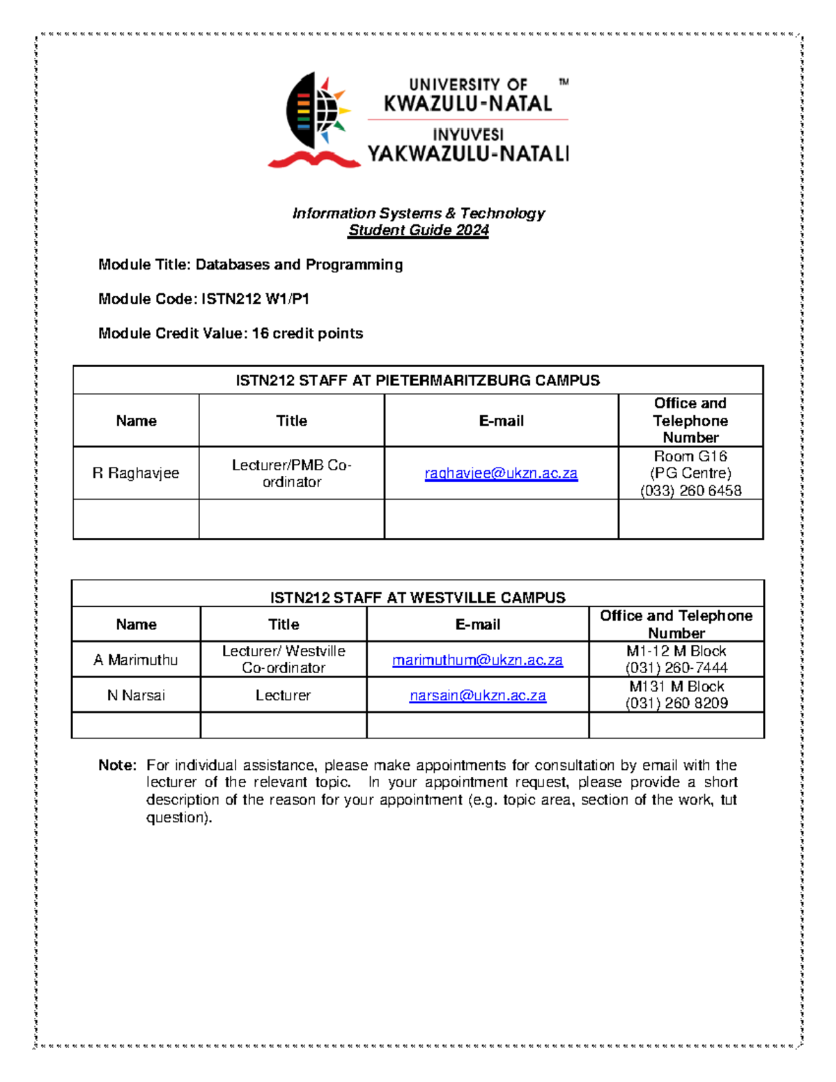 ISTN 212 Student Guide for Databases & Programming - 2024 - Studocu