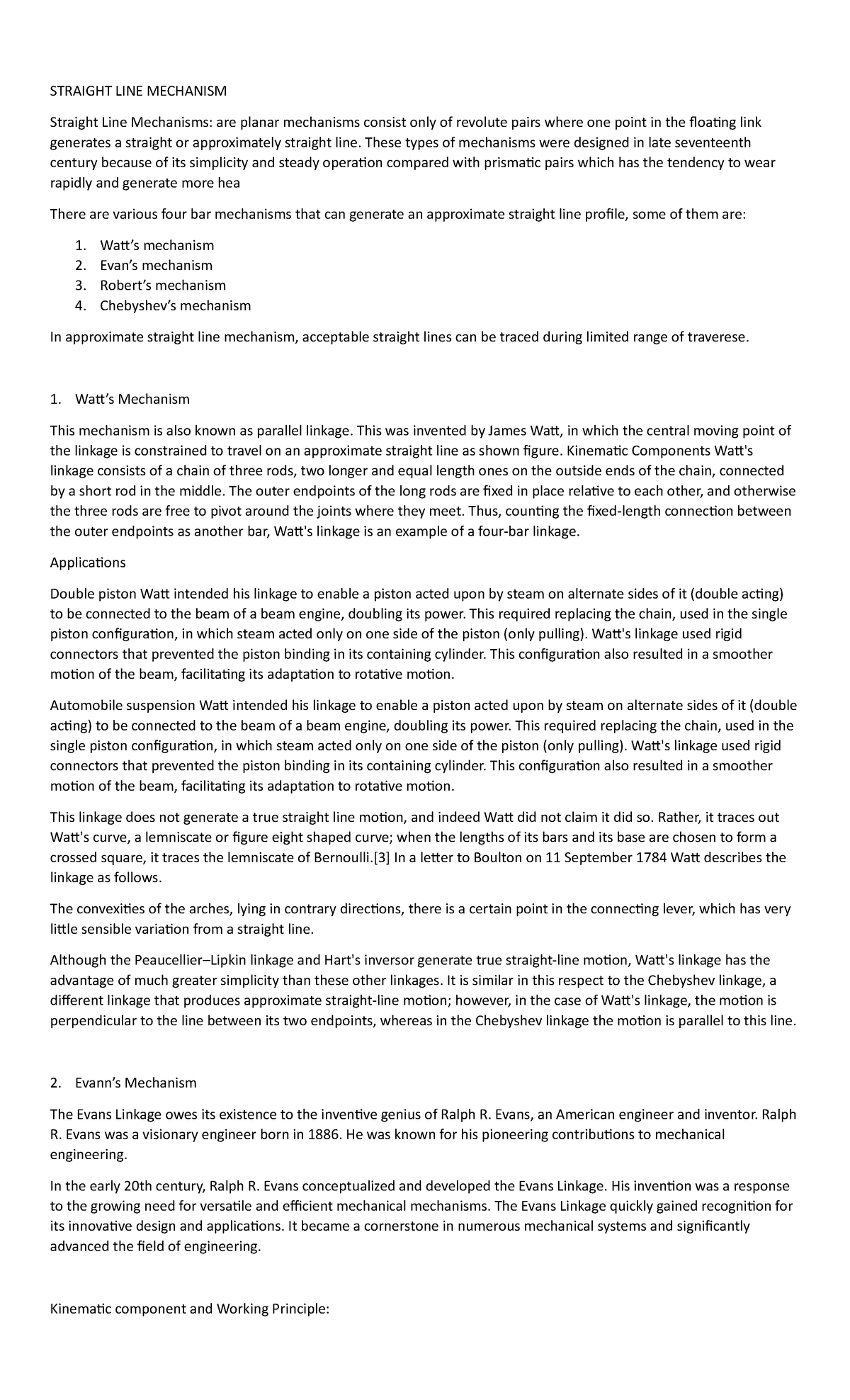 ENGR 101 Midterm Review: Straight Line Mechanisms and Applications ...