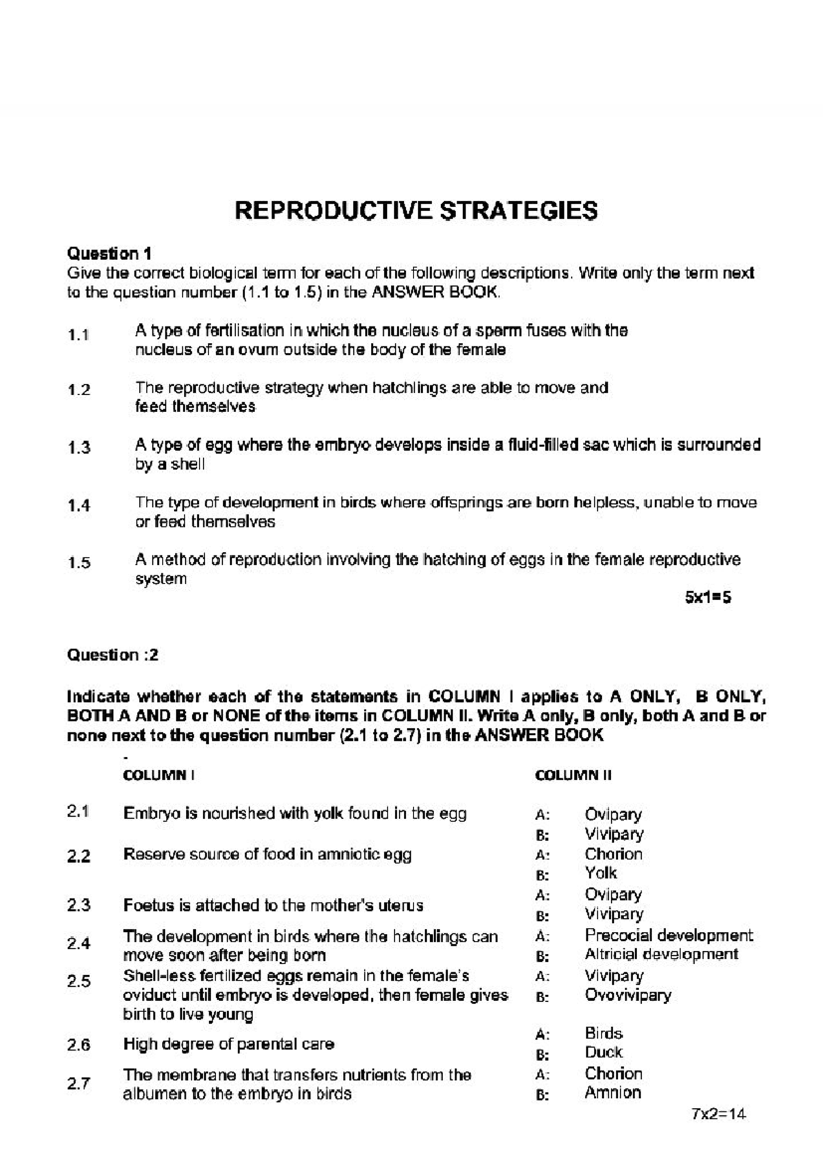 Reproductive Strategies in Vertebrates: Key Concepts & Terms - Studocu