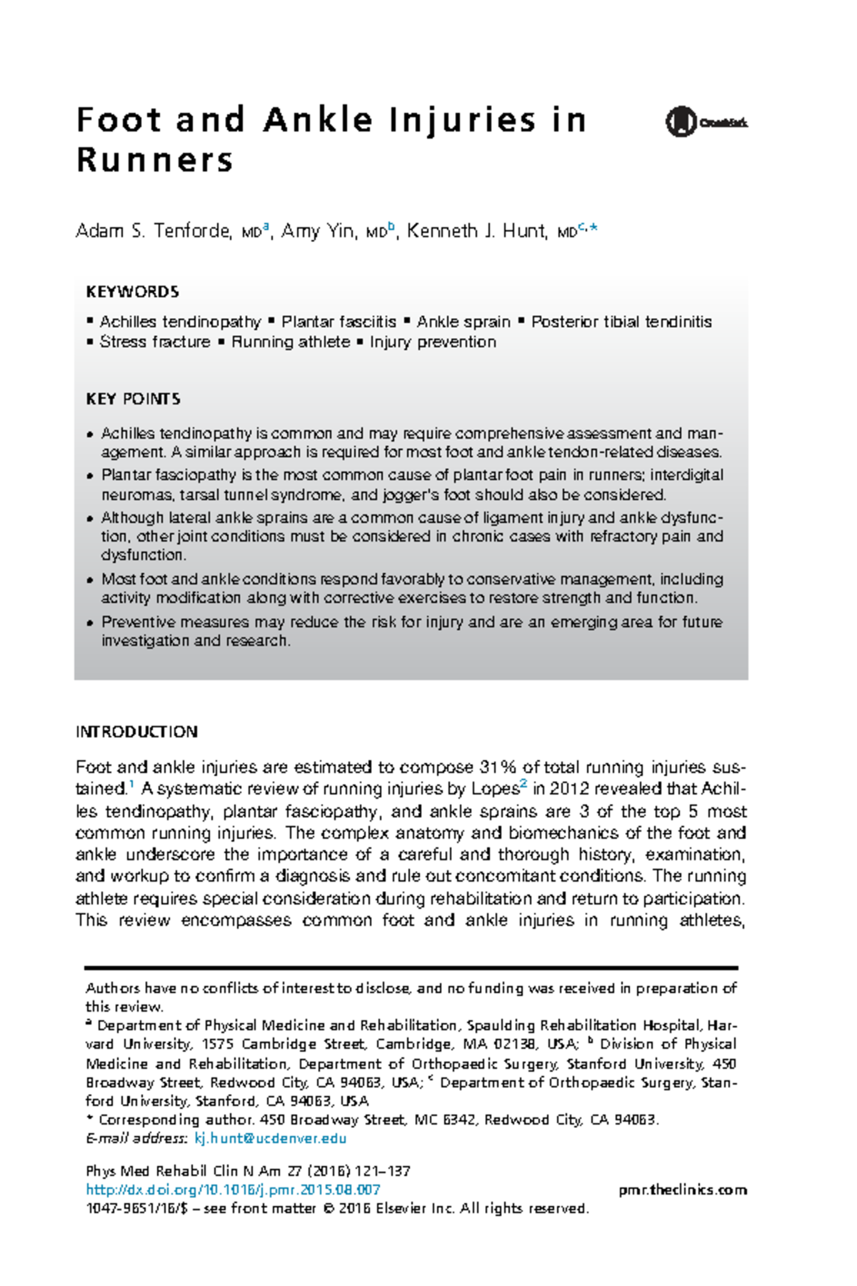 Foot and Ankle Injuries in Runners: A Comprehensive Review of Common ...