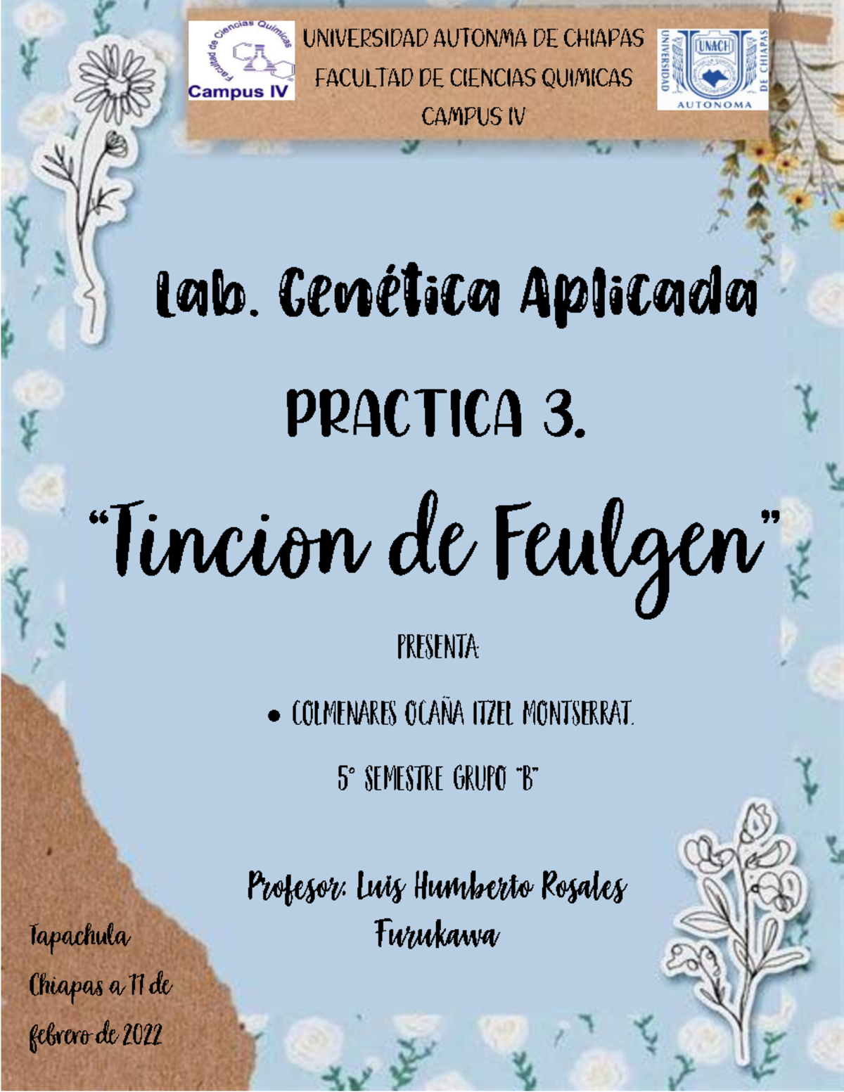 Practica 3 tincion de feulgen (Autoguardado) - Practica 3. Presenta ...