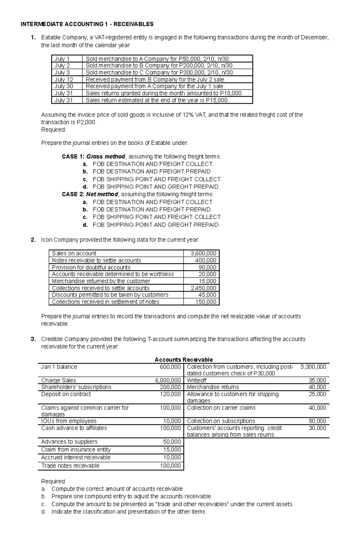 Sample/practice exam Summer 2020, questions and answers - INTERMEDIATE ...