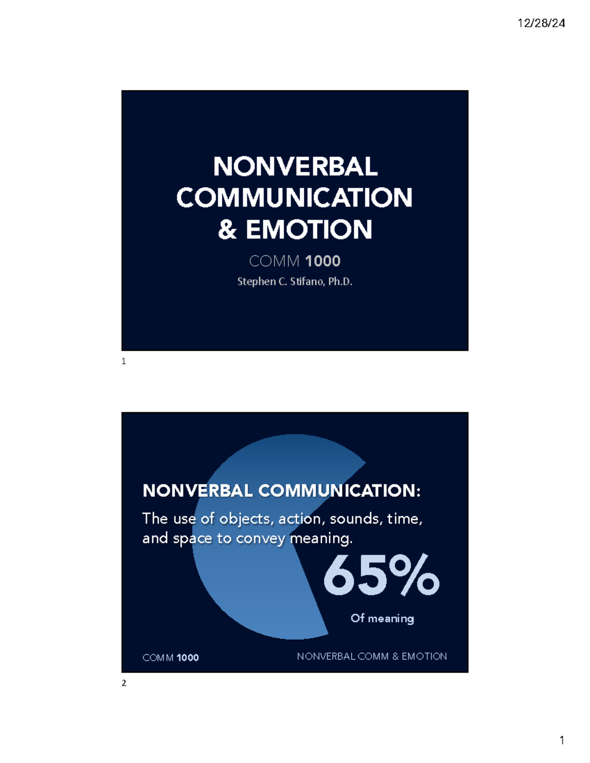 COMM 1000 Lecture Notes: Understanding Nonverbal Communication ...