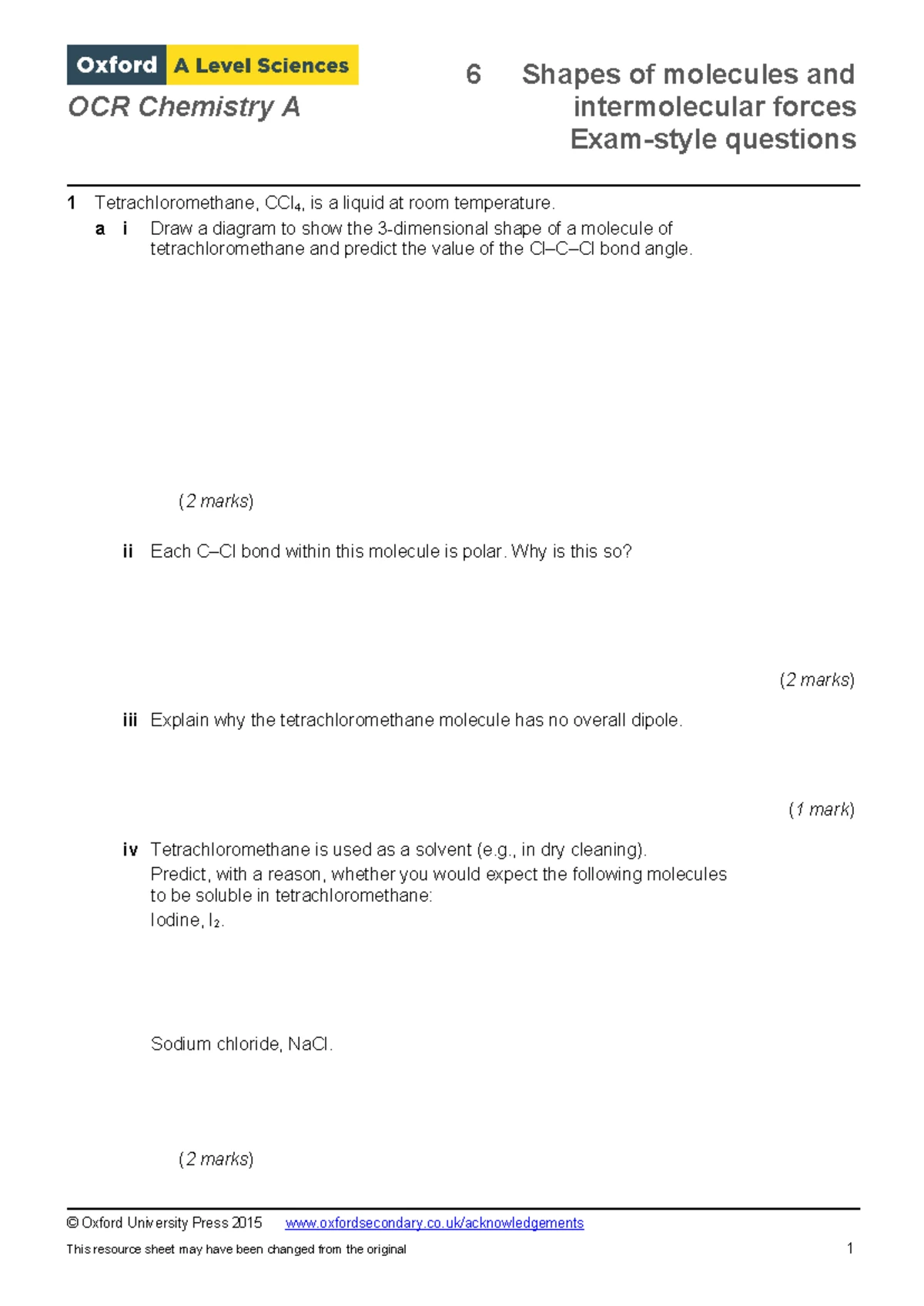 A-Level Chemistry - Amount of Substance Exam Questions & Answer Pack 1 ...