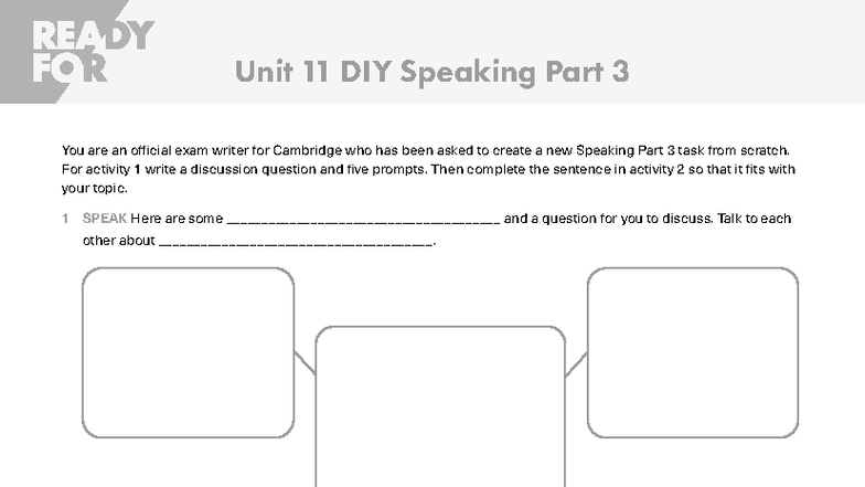 Rf B2F CA U11 DIY Speaking Part 3: Discussion Questions & Prompts - Studocu