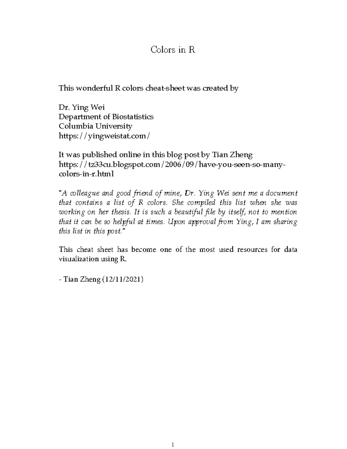 Rcolor - i am new - Colors in R This wonderful R colors cheat-sheet was ...