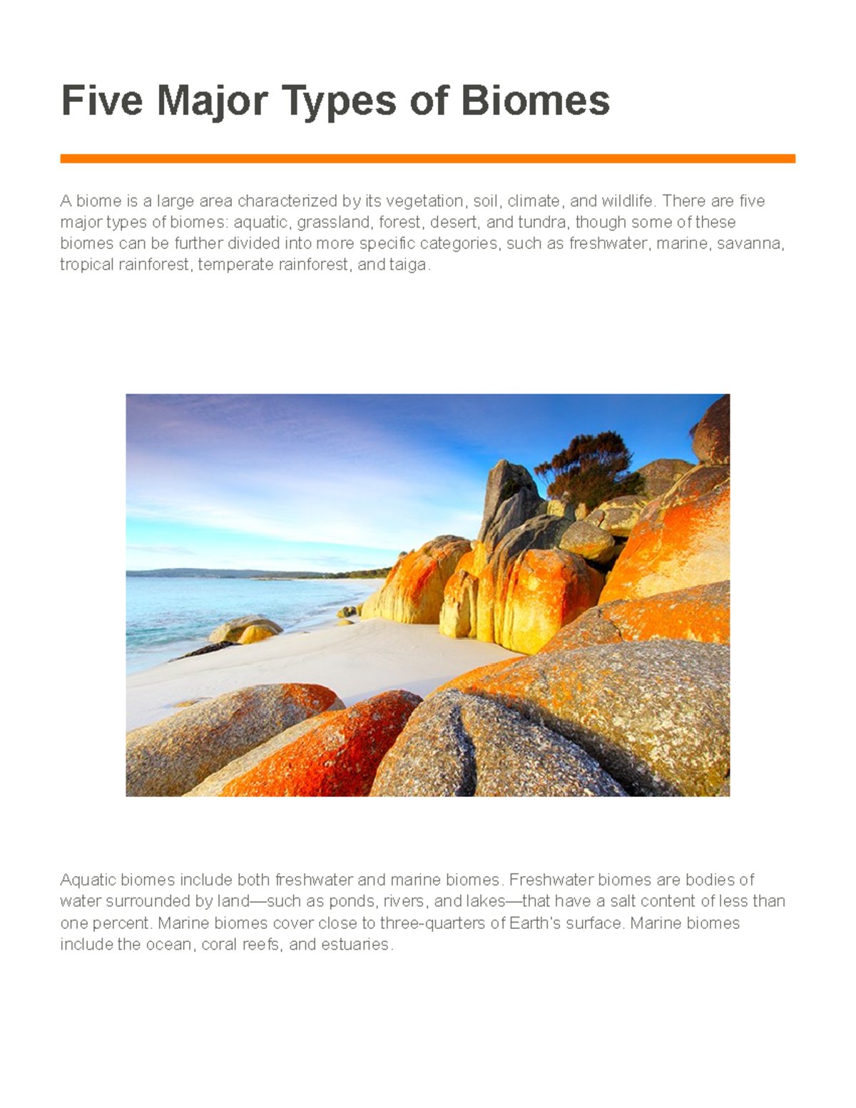 Final Exam Study Notes: Types of Biomes Explained - Studocu