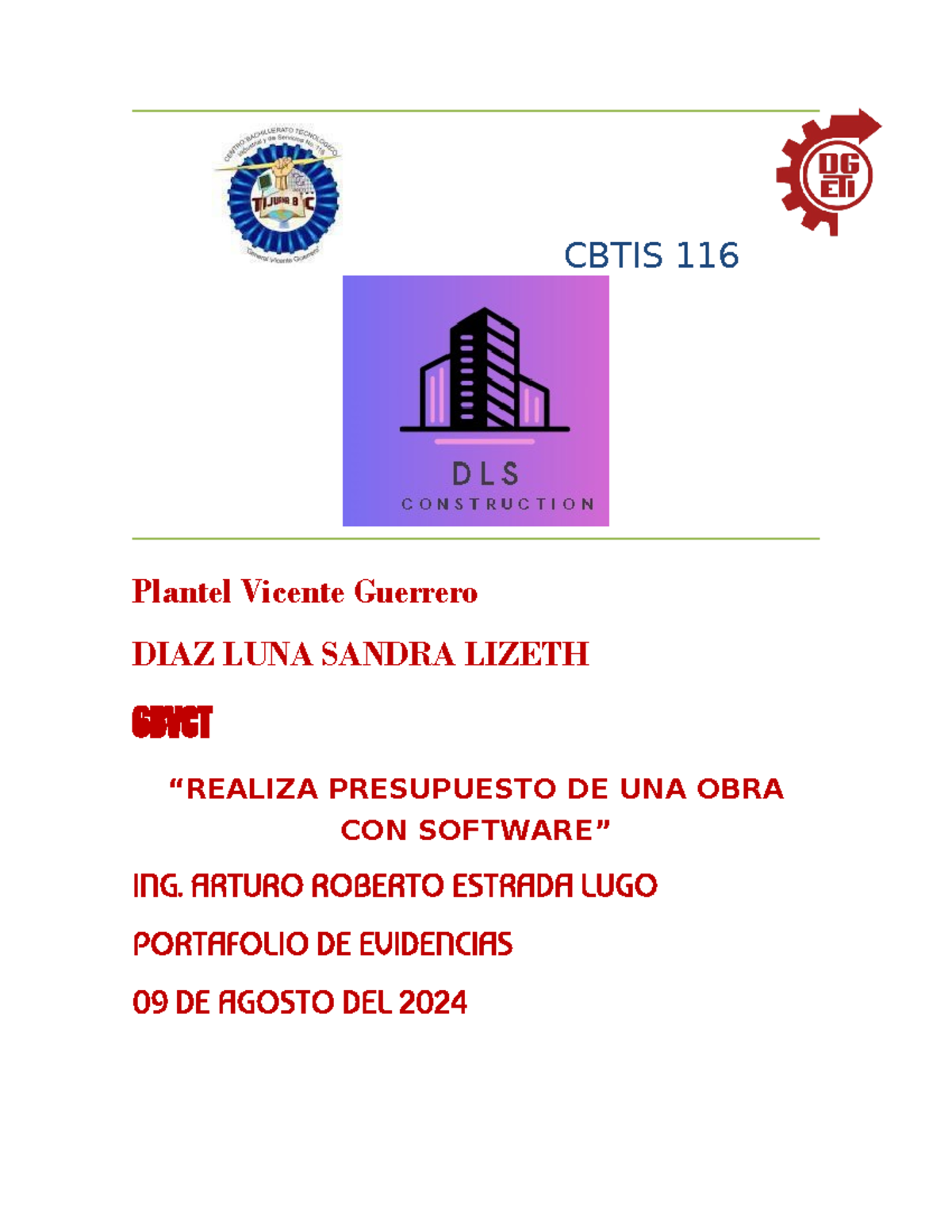 DIAZ LUNA Sandra Lizeth- Portafolio DE Evidencias (7) - CBTIS 116 Plantel Vicente Guerrero DIAZ ...