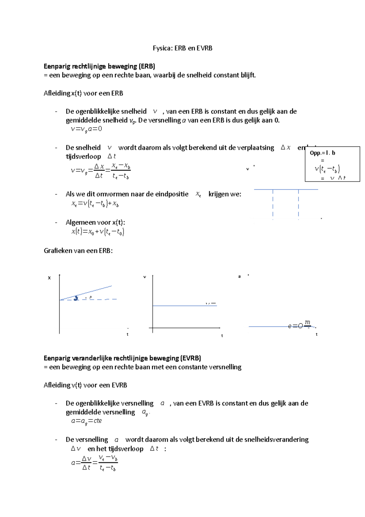 Fysica ERB en EVRB: Formules en Grafieken voor Beweging - Studocu