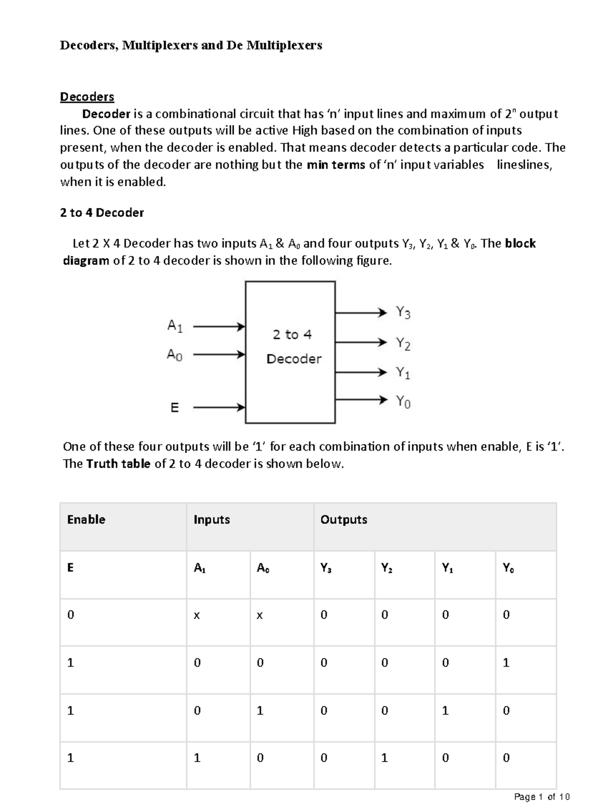 M1 - Decoders, Multiplexers, and BCD to 7 Segment Display Overview ...