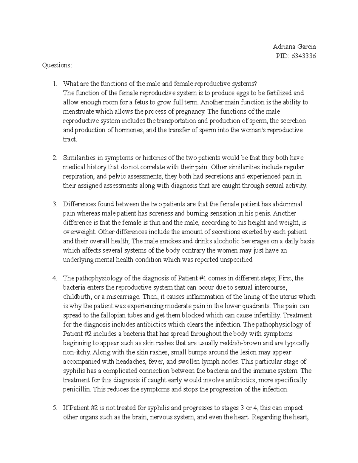 Case Study #4: Functions & Pathophysiology of Reproductive System - Studocu