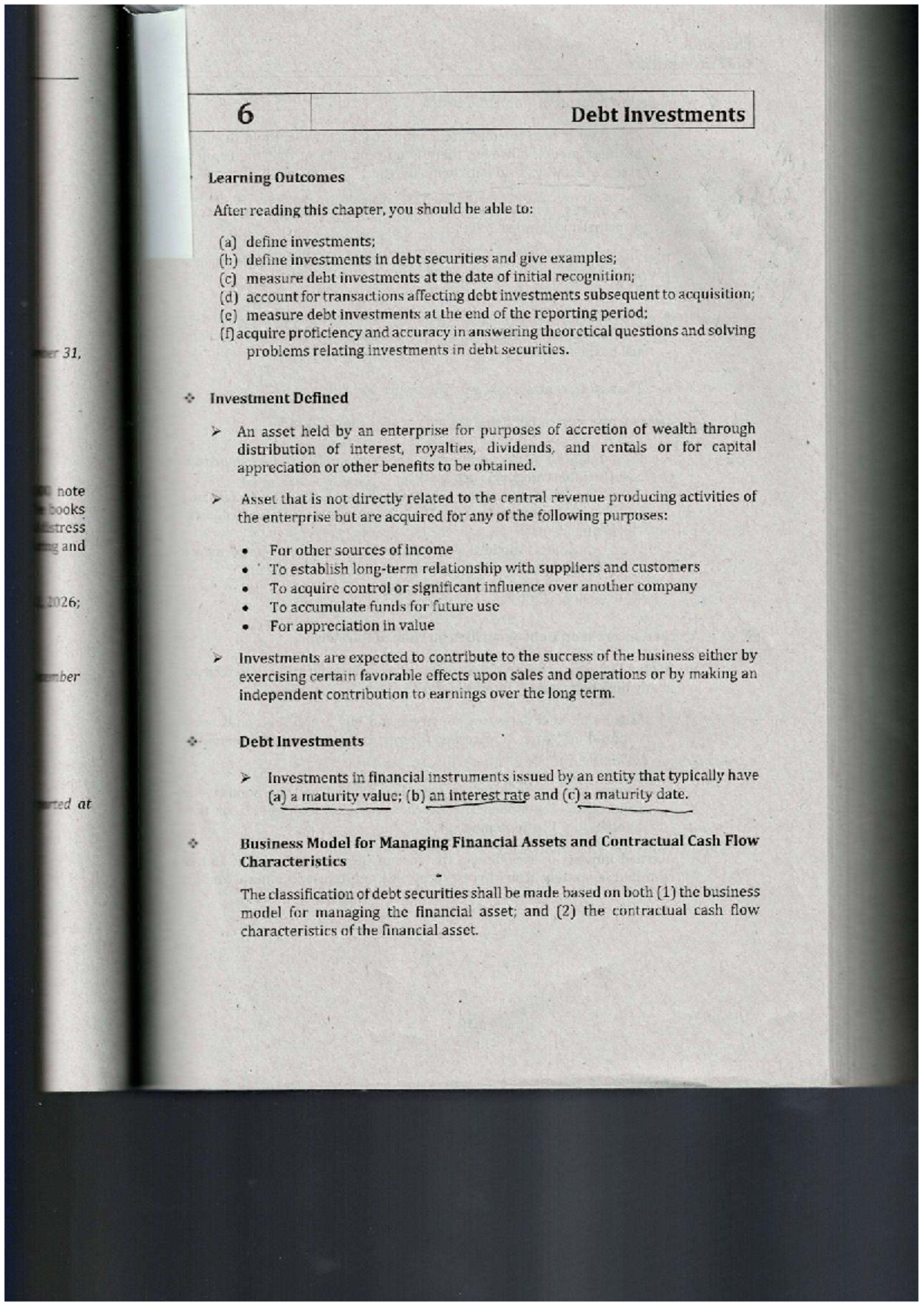 Chapter 6: Debt Investments Overview - Studocu