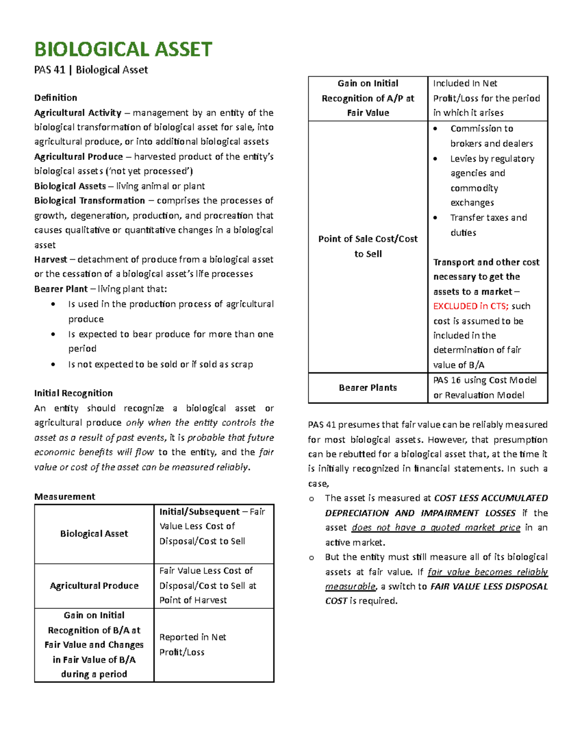 BIO 101: Understanding Biological Assets and PAS 41 Guidelines - Studocu