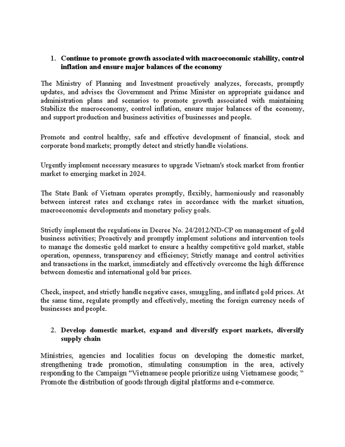 Promoting Economic Growth and Stability: Strategies and Solutions - Studocu