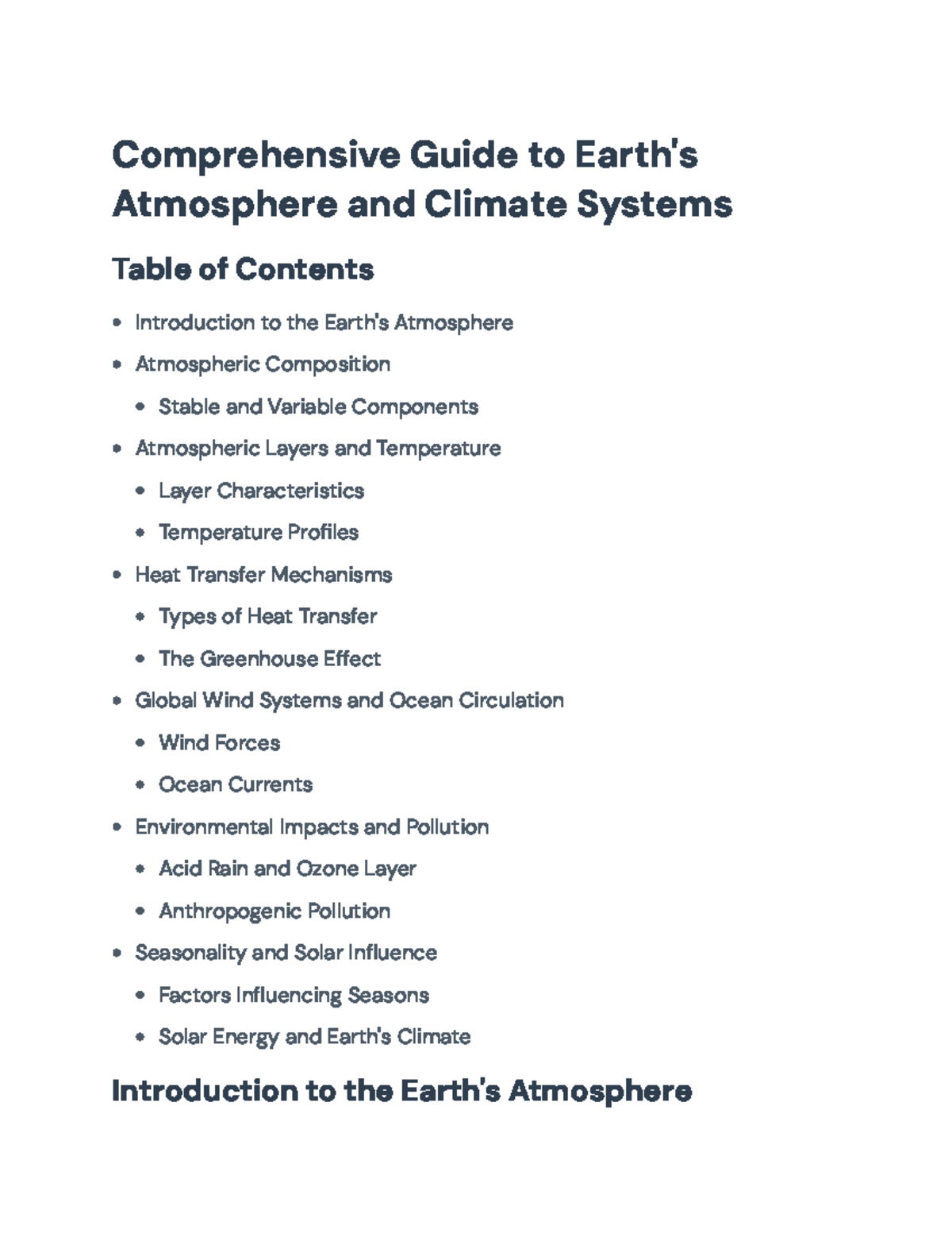 Comprehensive Overview of Earth's Atmosphere & Climate (ESCI 101) - Studocu