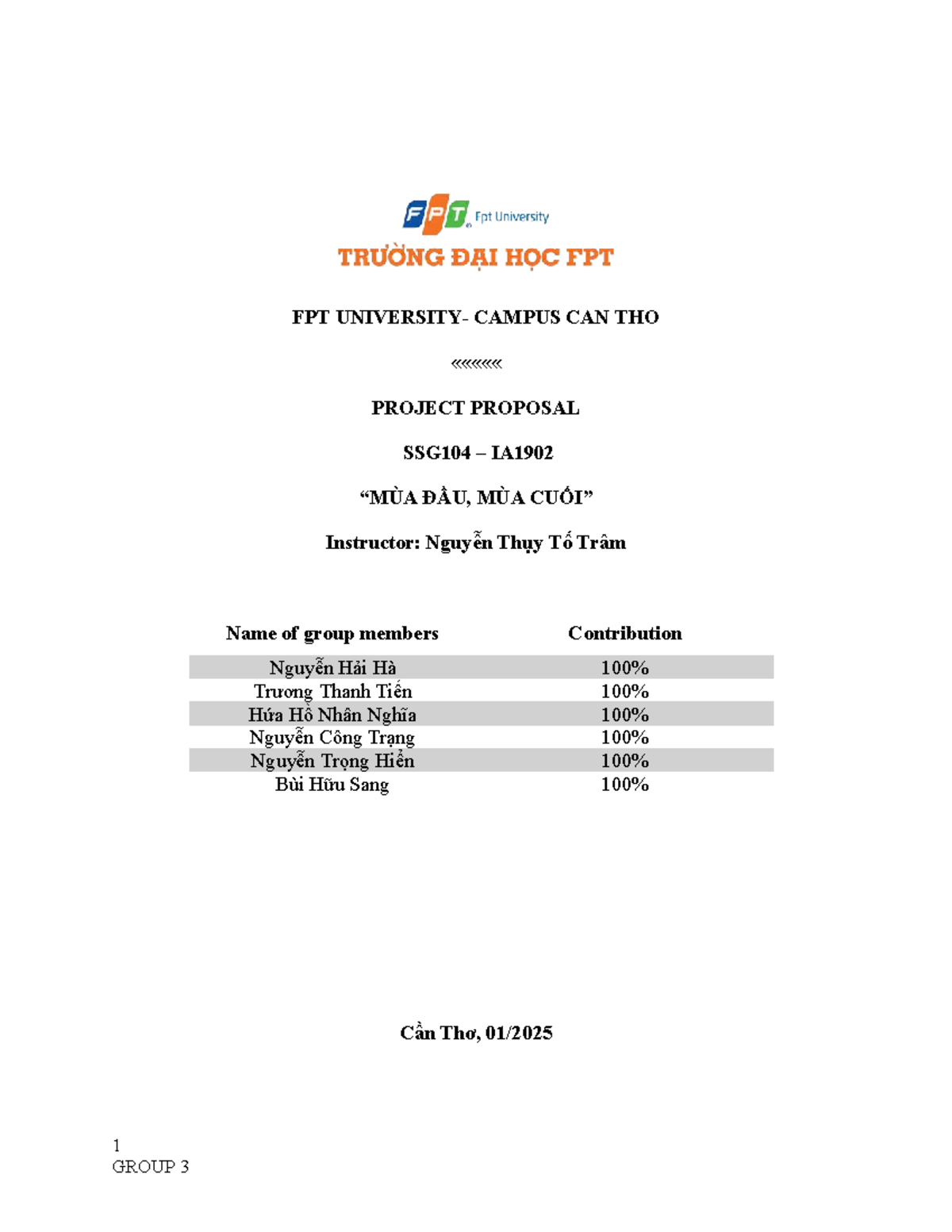 SSG104 Đầu, Mùa Project Proposal: Community Support for Vulnerable Groups - Studocu