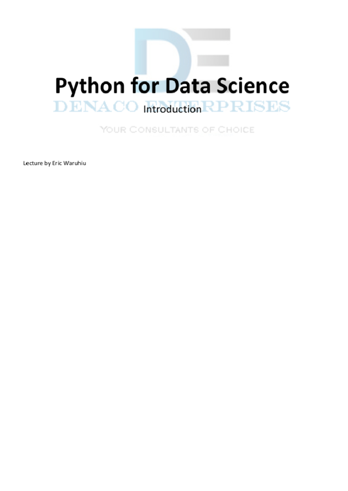 Python Lecture 1 - Notes on Data Types and IDE Installation - Studocu