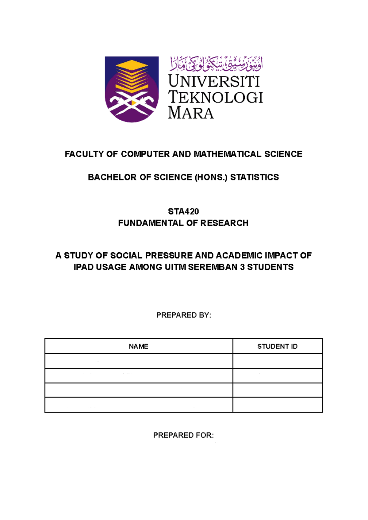 STA420 Research Study: Social Pressure & Academic Impact of iPad Use ...