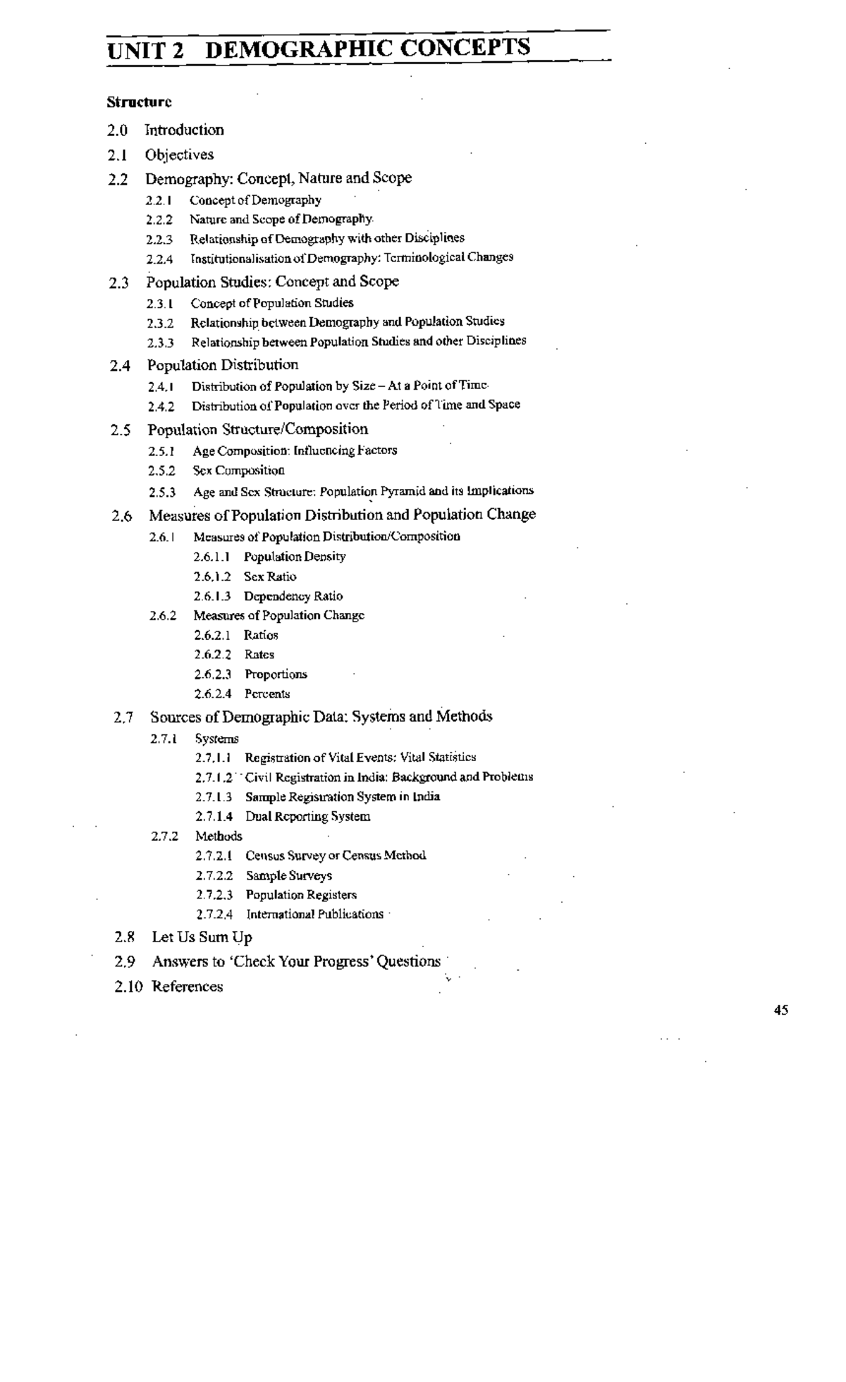 Demography I YEAR: Unit 2 - Demographic Concepts and Population Studies ...