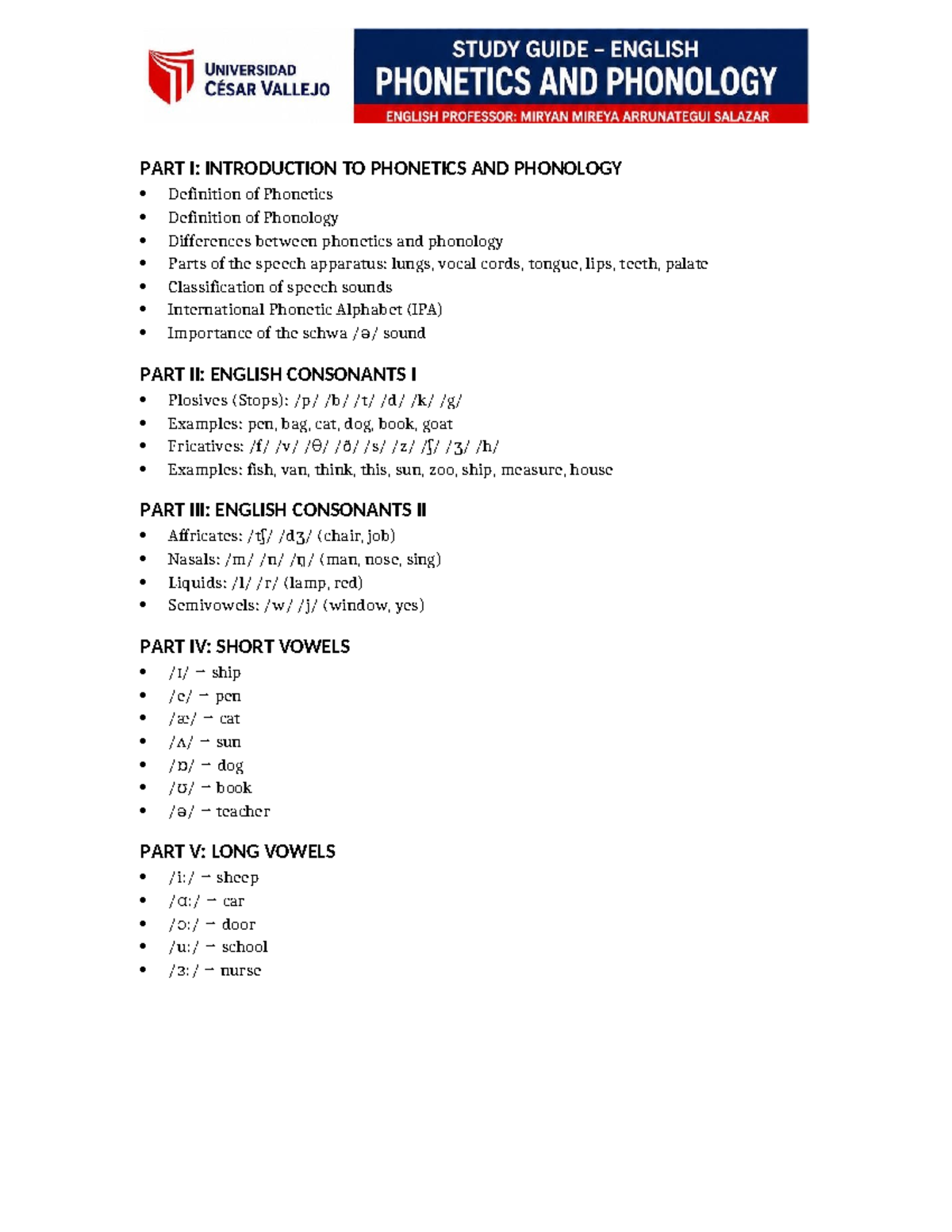 Study Guide: Phonetics & Phonology (ENG 101) - Studocu