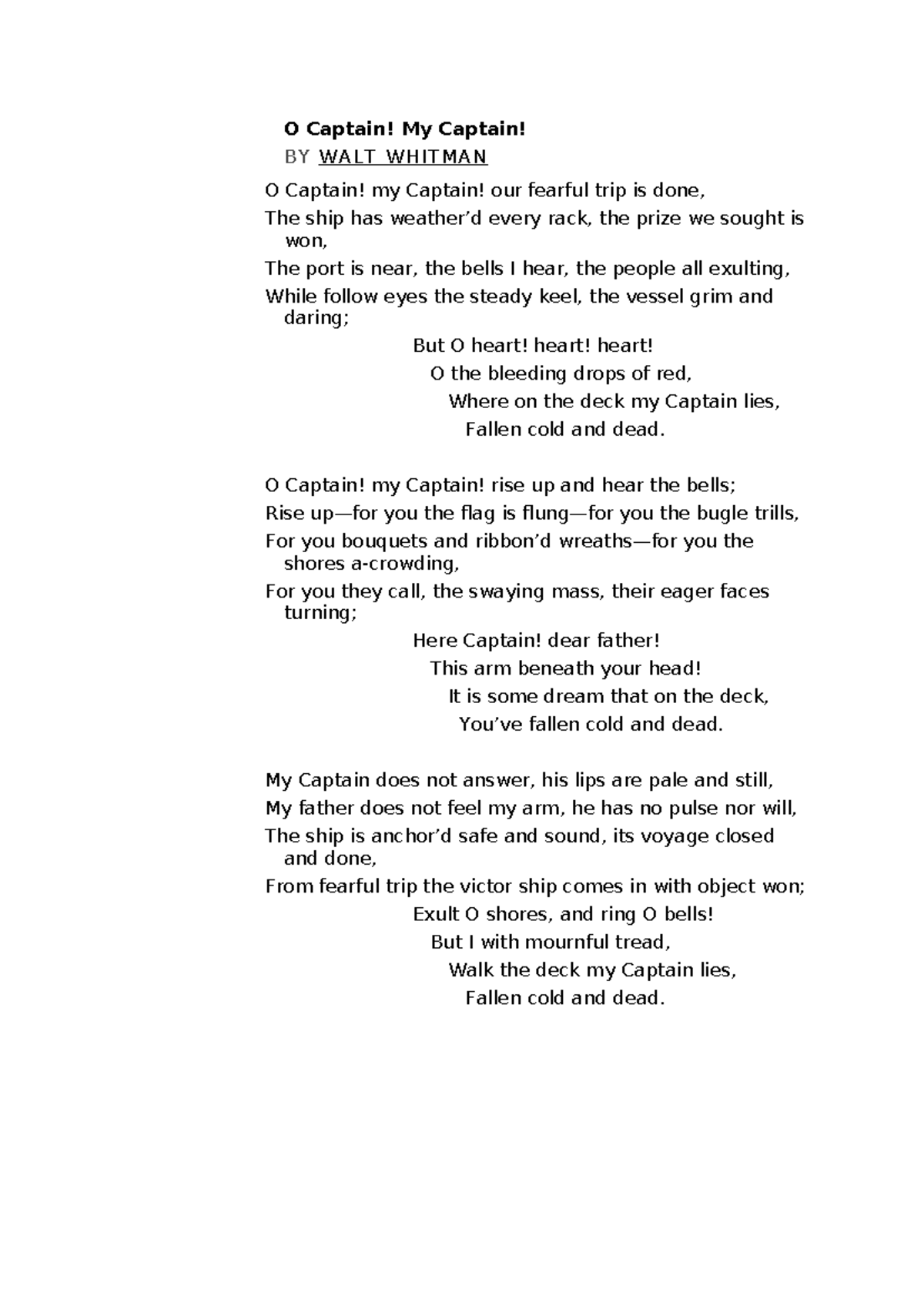 Poems Analysis and Insights - Poetry Work Document - Studocu