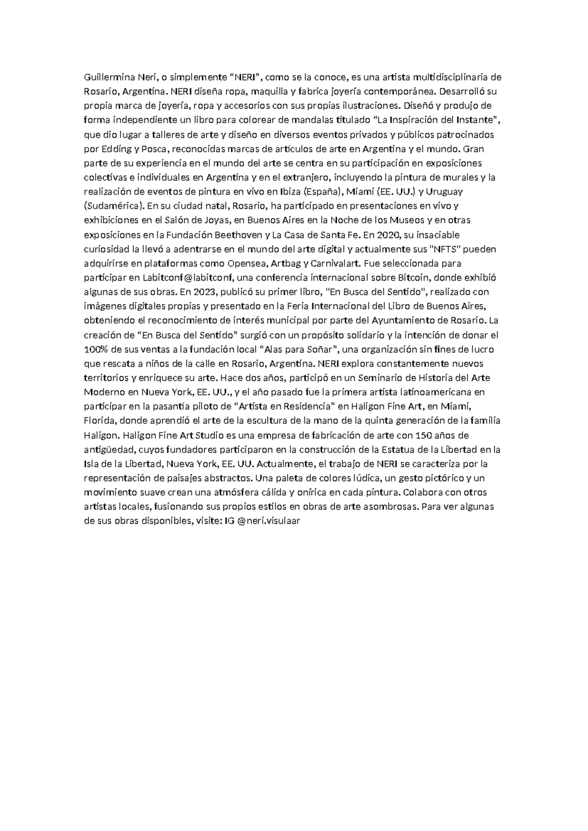 Guillermina Neri: Arte Multidisciplinario y Joyería Contemporánea - Studocu