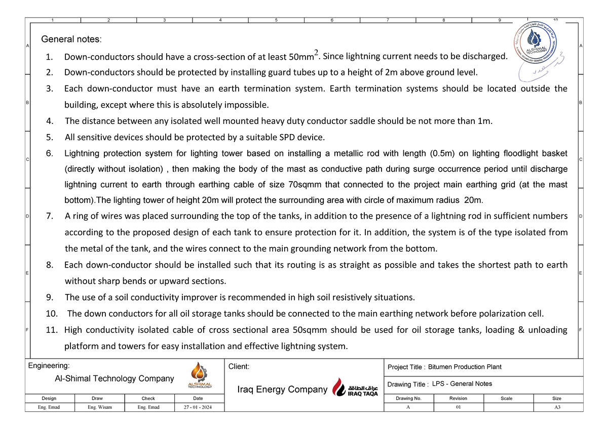 Lightning Protection System Drawings - 1. Down-conductors should have a ...