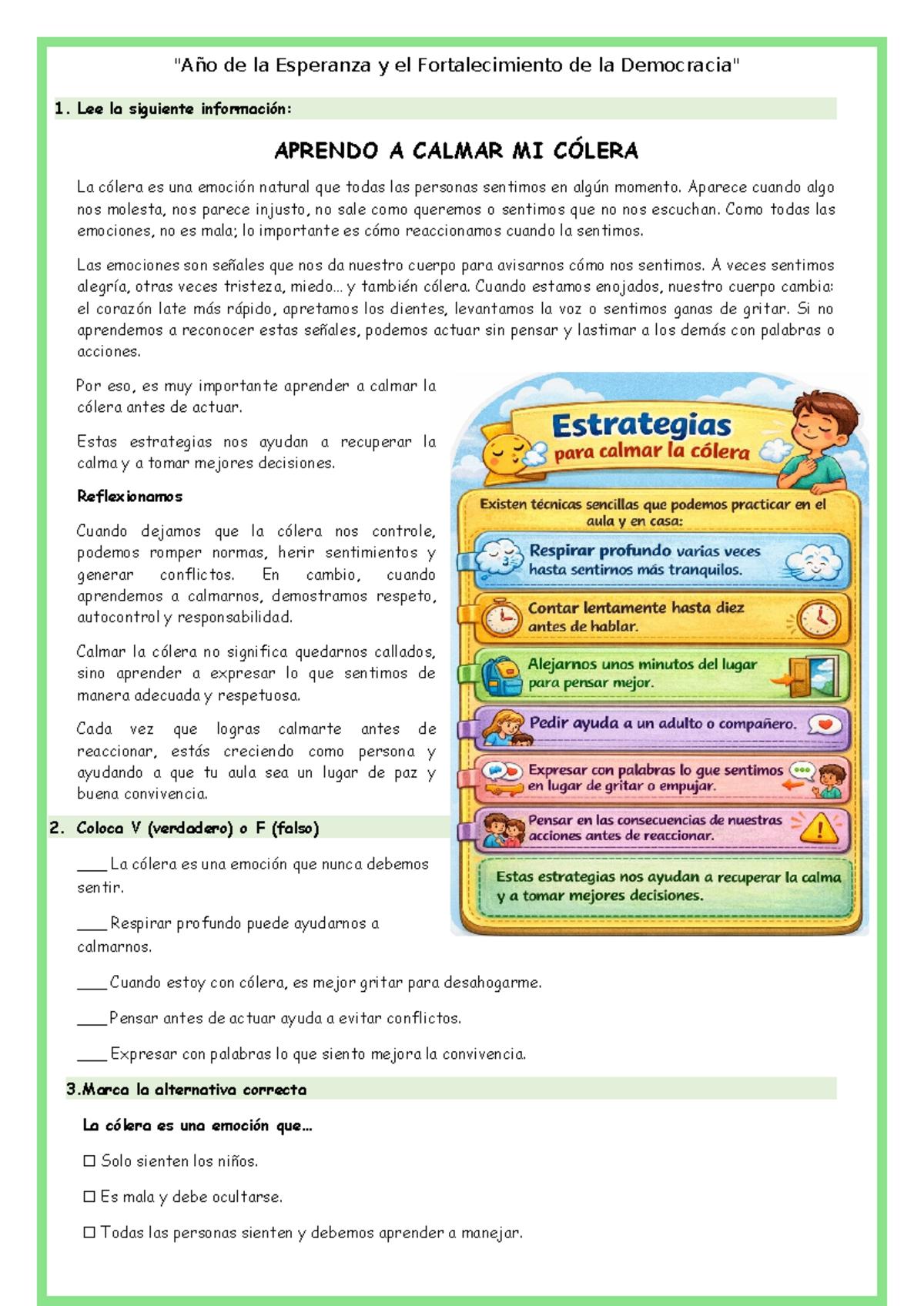 Ficha-LUN-TUT-MI: Estrategias para Calmar la Cólera en Clase - Studocu