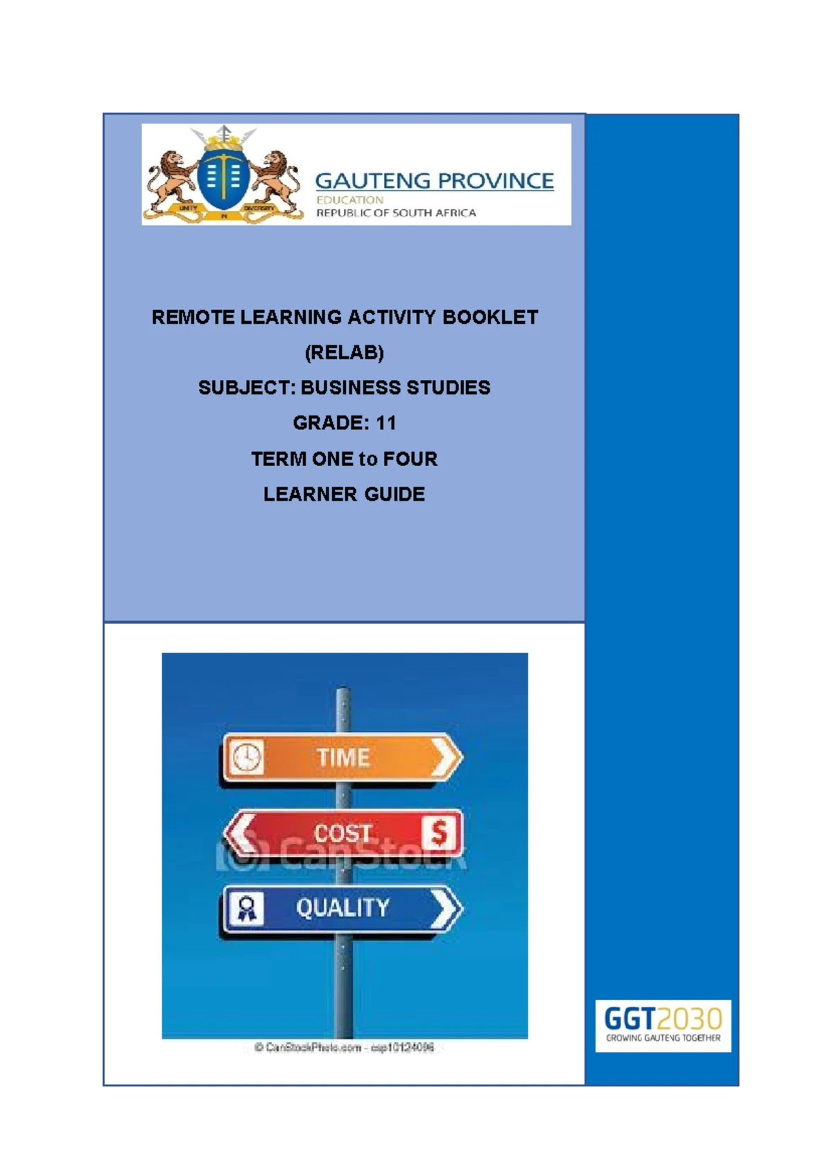 Business Studies Gr. 11 Remote Learning Activity Booklet (RELAB) - Studocu