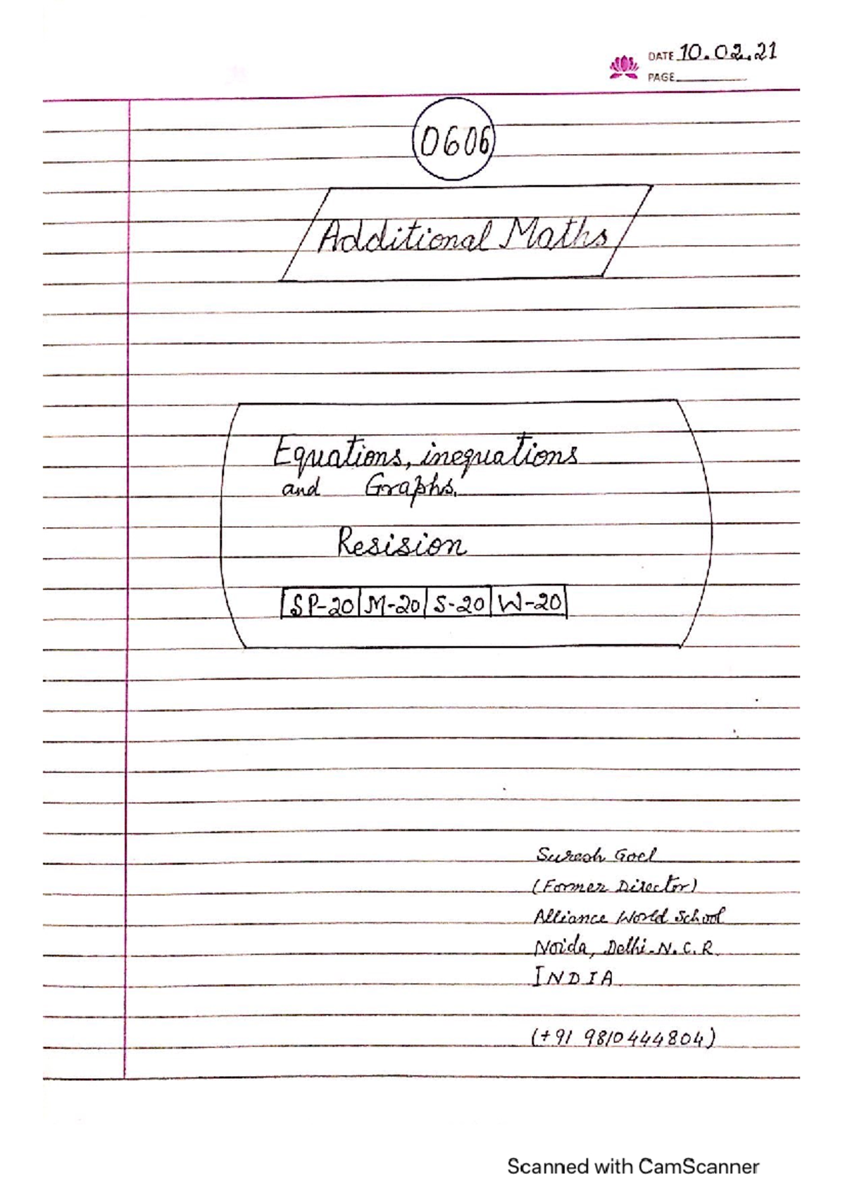 IG-0606 Equations, Inequations, and Graphs Revision Notes - Studocu