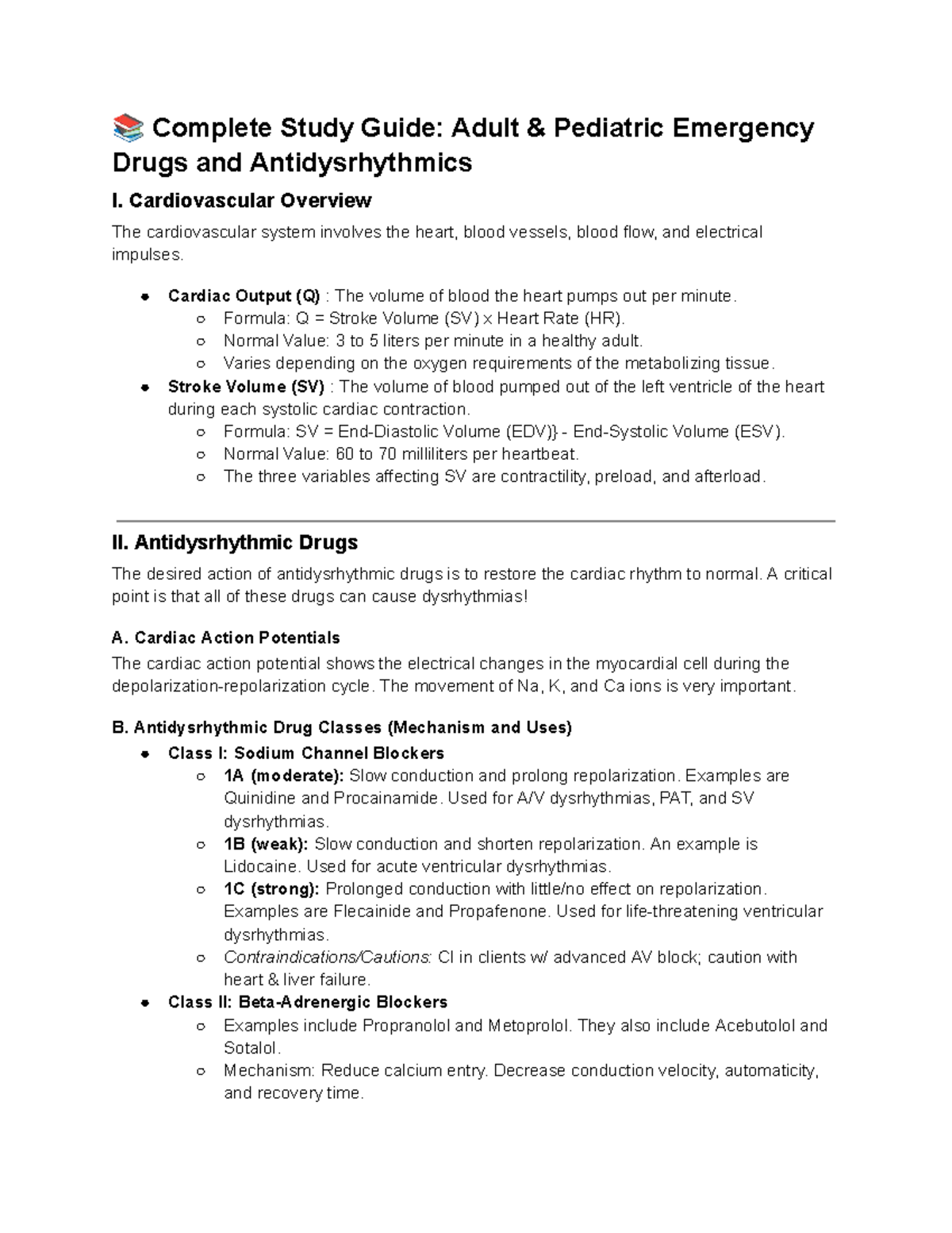 Pharm 2 Week 1-3: Emergency Drugs & Cardiovascular Overview Study Guide ...