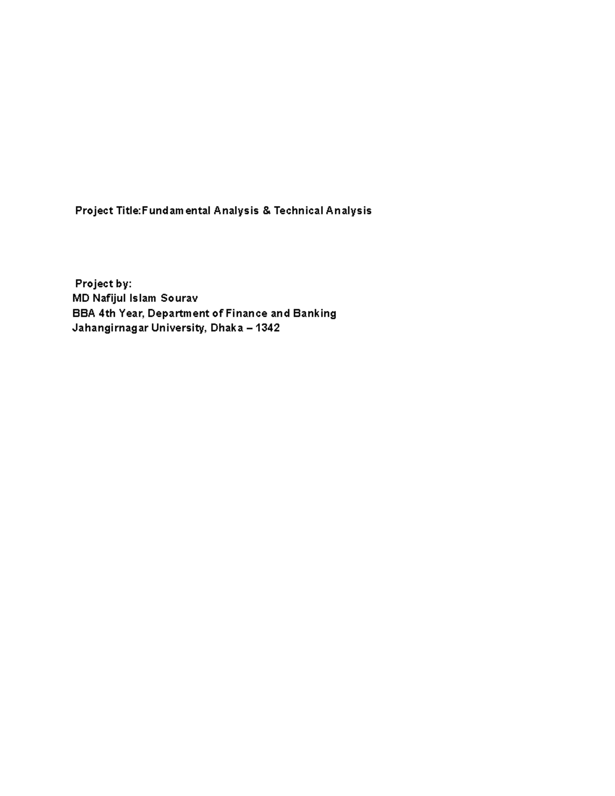 Fundamental & Technical Analysis Project: BBA 4th Year Insights - Studocu