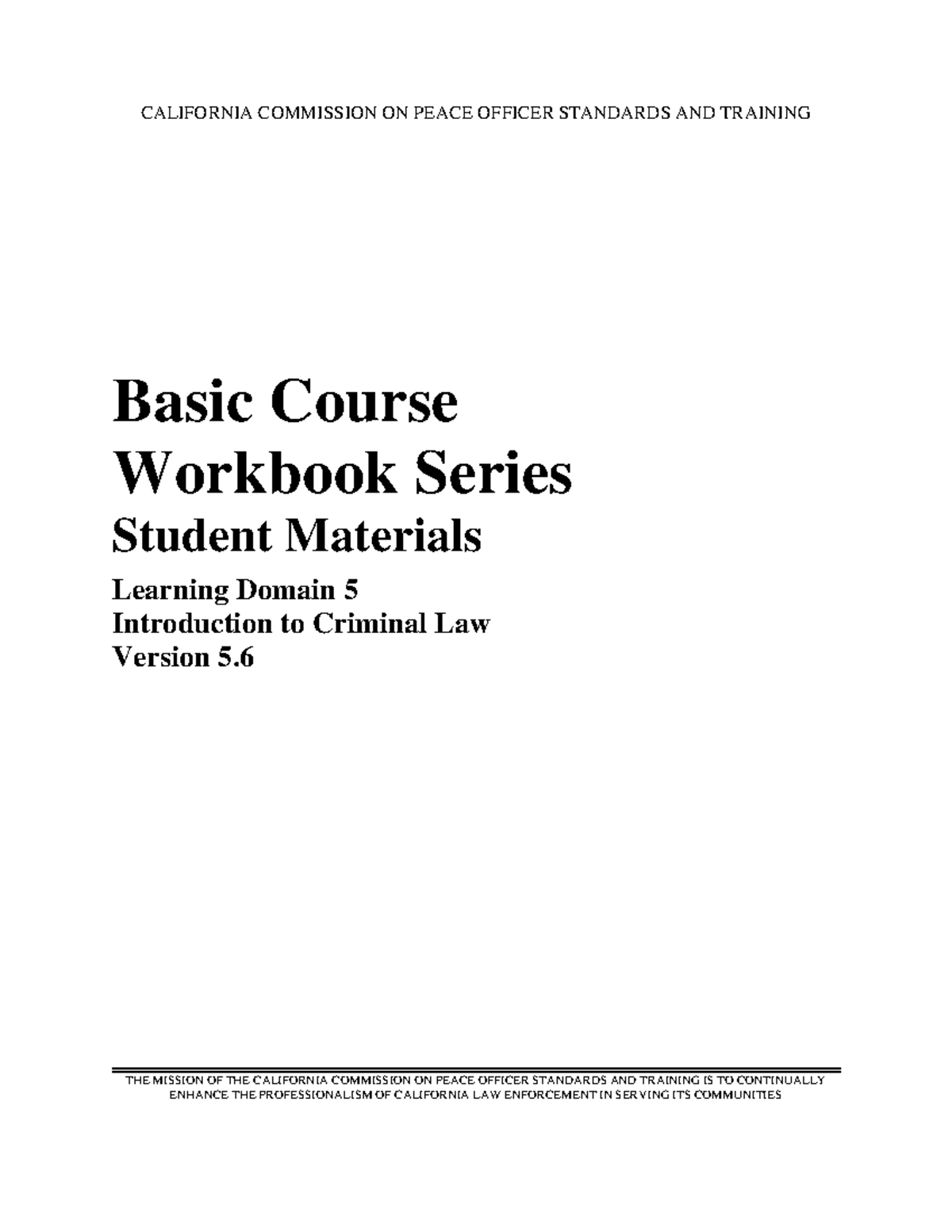 LD 05 V-5 - Intro to Criminal Law Workbook for Basic Course Students ...
