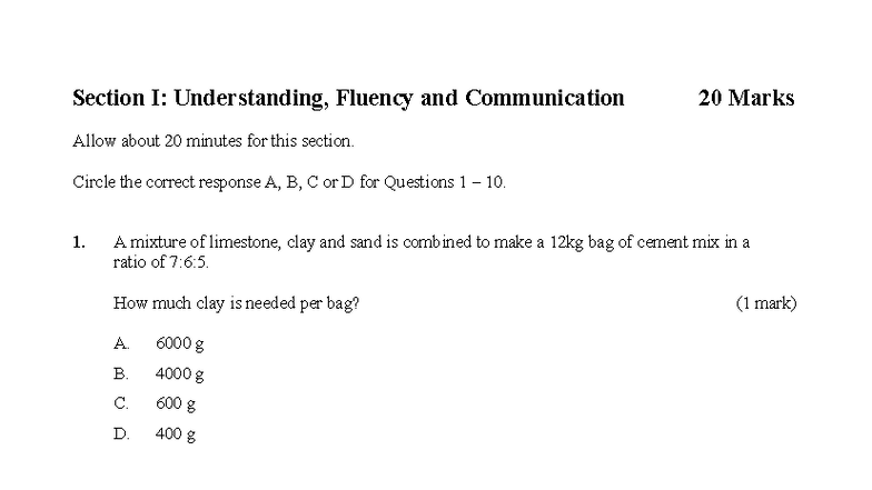 Practice Paper 2: Understanding Fluency & Communication (20 Marks ...