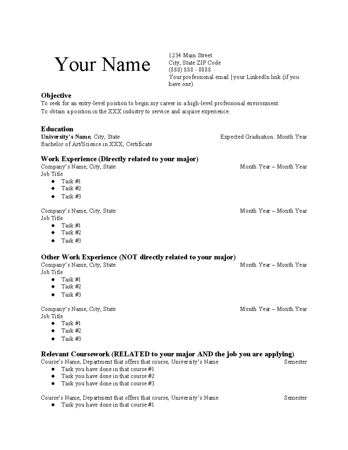 Professional Resume Template - TANC 2 - Studocu
