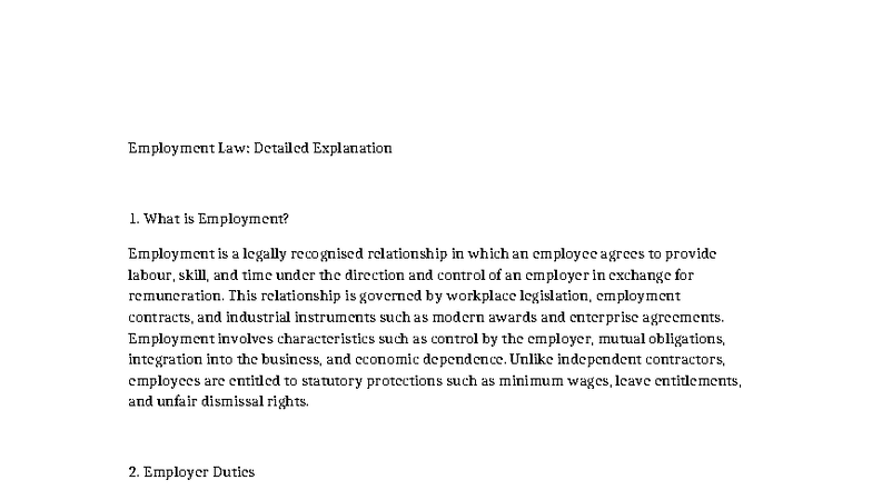 Employment Law: Comprehensive Overview and Key Responsibilities - Studocu