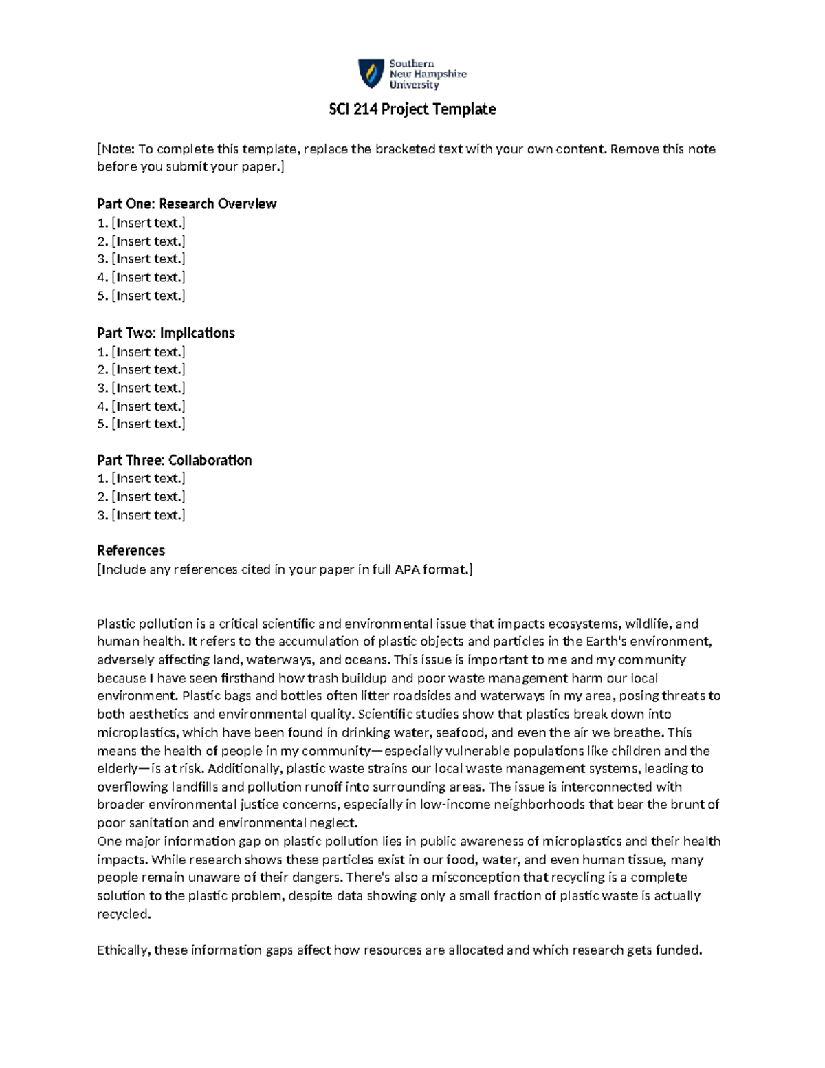 SCI 214 Final Project Plastics Complete - SCI 214 Project Template ...