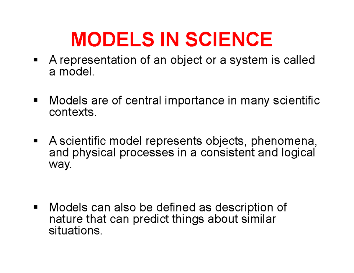 Models in Science: Understanding Their Role and Importance - Studocu