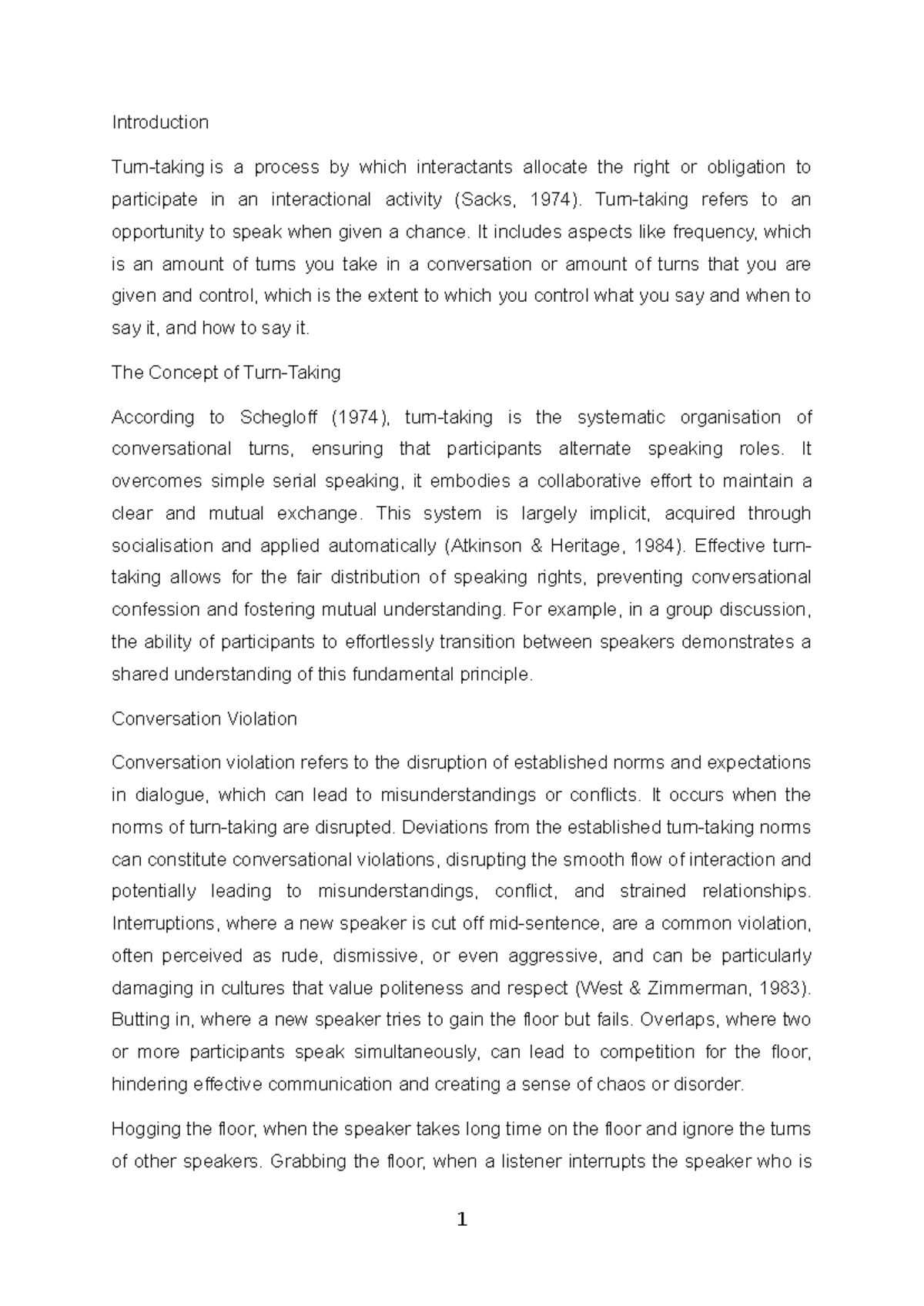 TIE2141: Understanding Turn-Taking and Conversation Dynamics - Studocu
