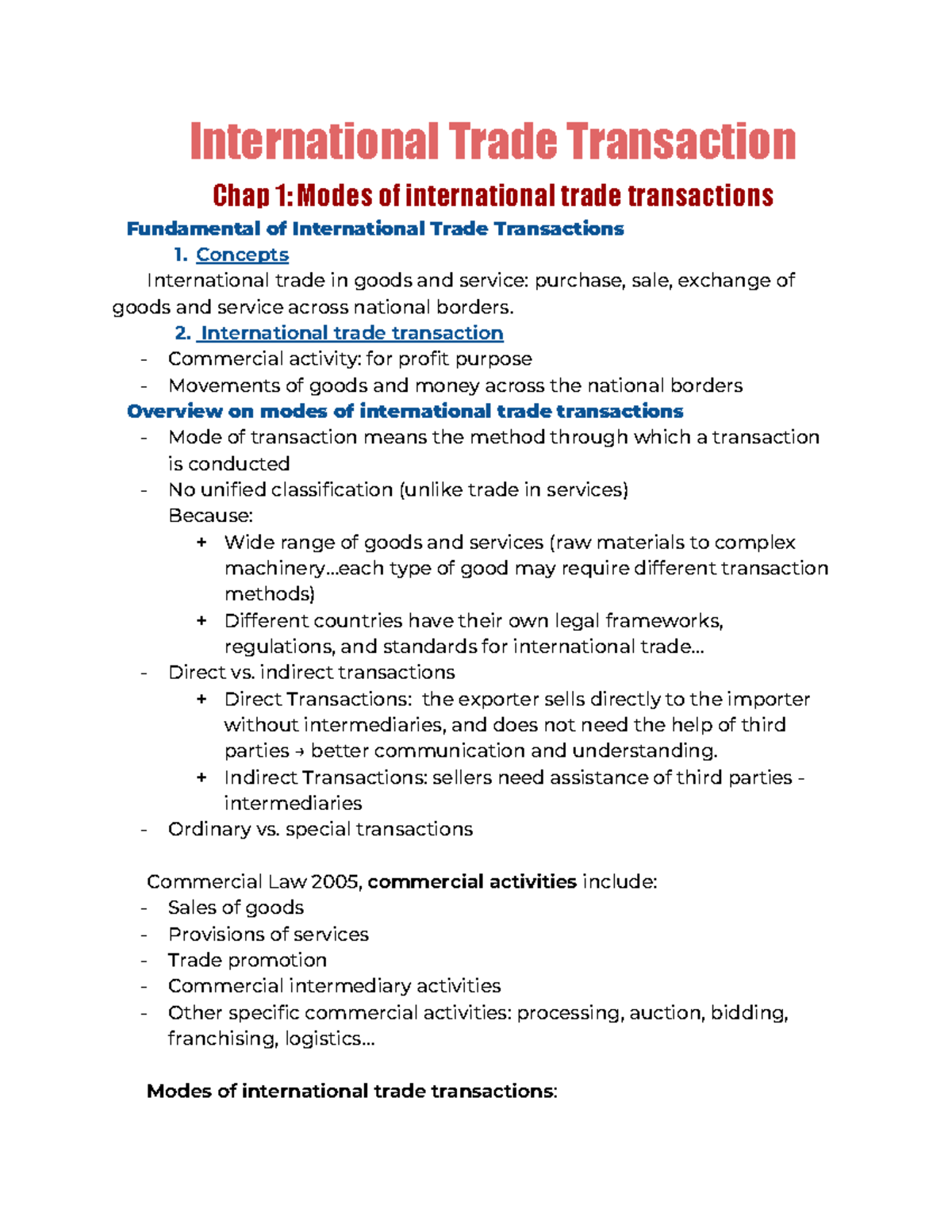International Trade&Transaction [Summarize] - International Trade ...