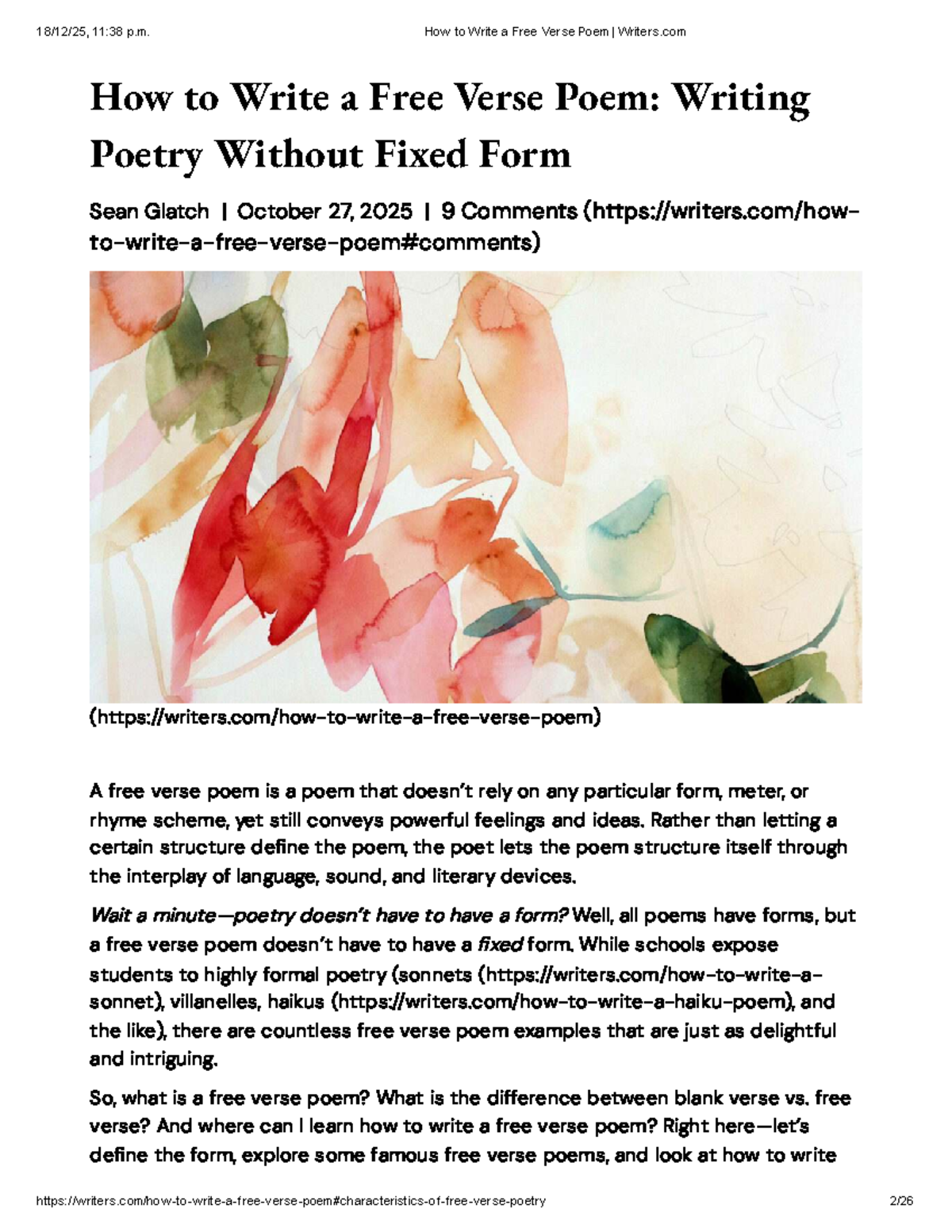 How to Write a Free Verse Poem: A Guide for Poets - Studocu