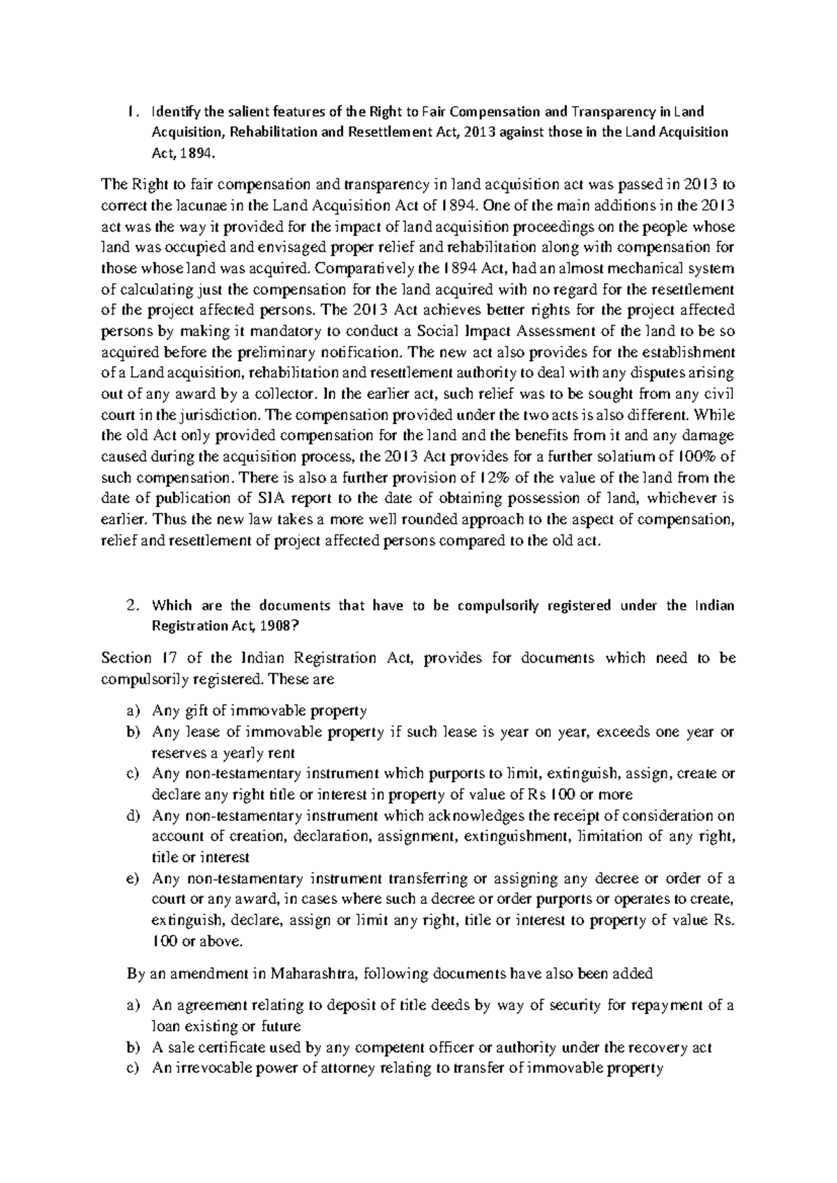Land laws DTQ final - Land law question and answer for llb 3 year or ...