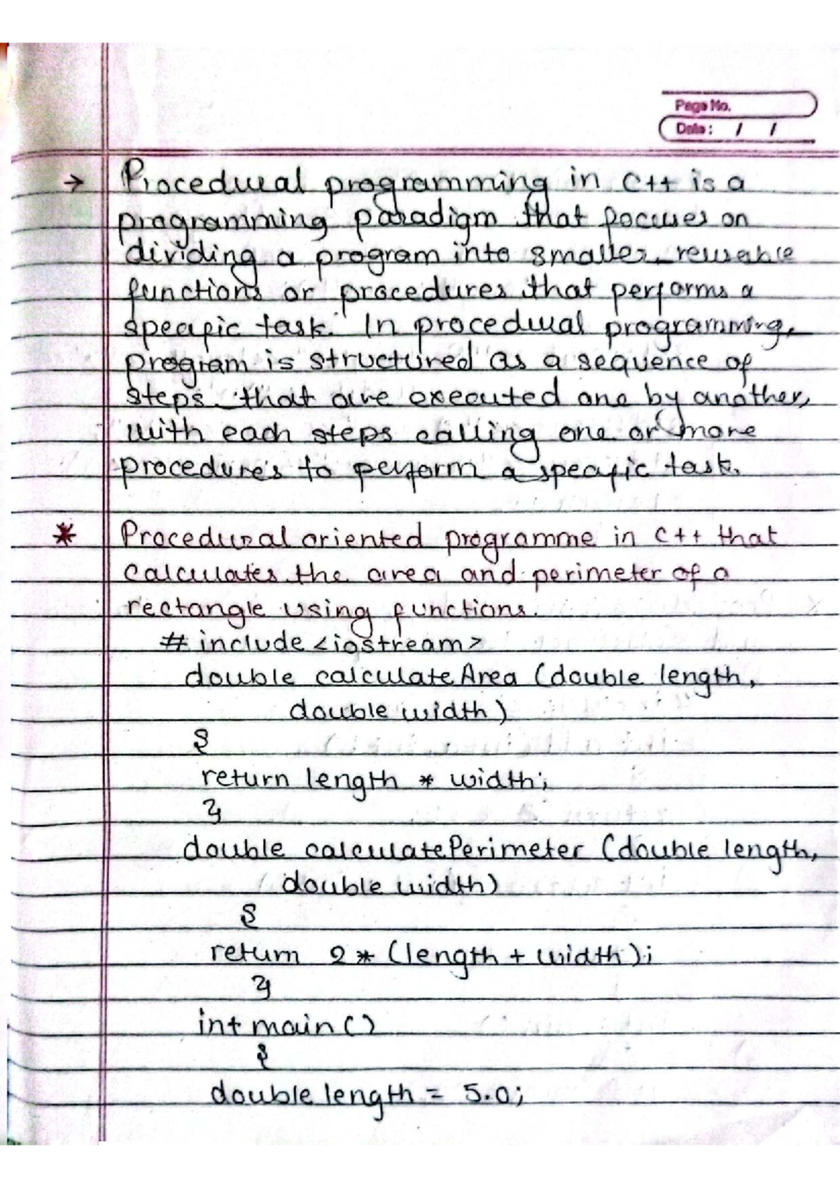 C++ Programming Paradigms: Procedural & Object-Oriented Notes - Studocu