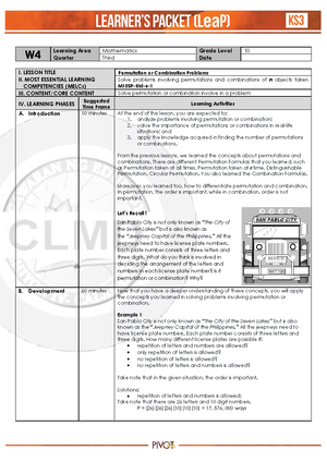 LeaP Math for Grade 10 Quarter 3 - W Learning Area Mathematics Grade ...