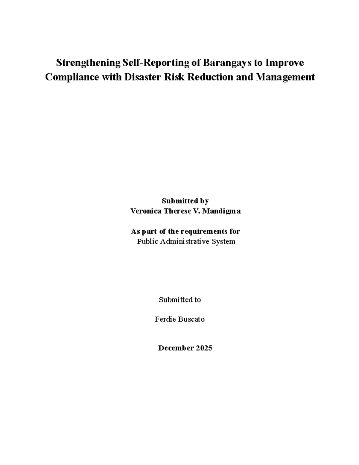 Strengthening Barangay Compliance with DRRM: A Policy Paper (PUB ADM ...