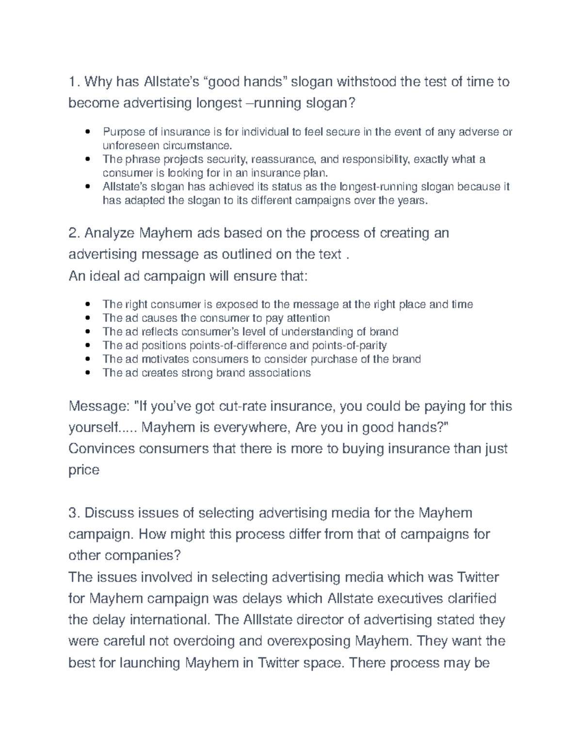 Has the Mayhem campaign been effective? - 1. Why has Allstate’s “good ...