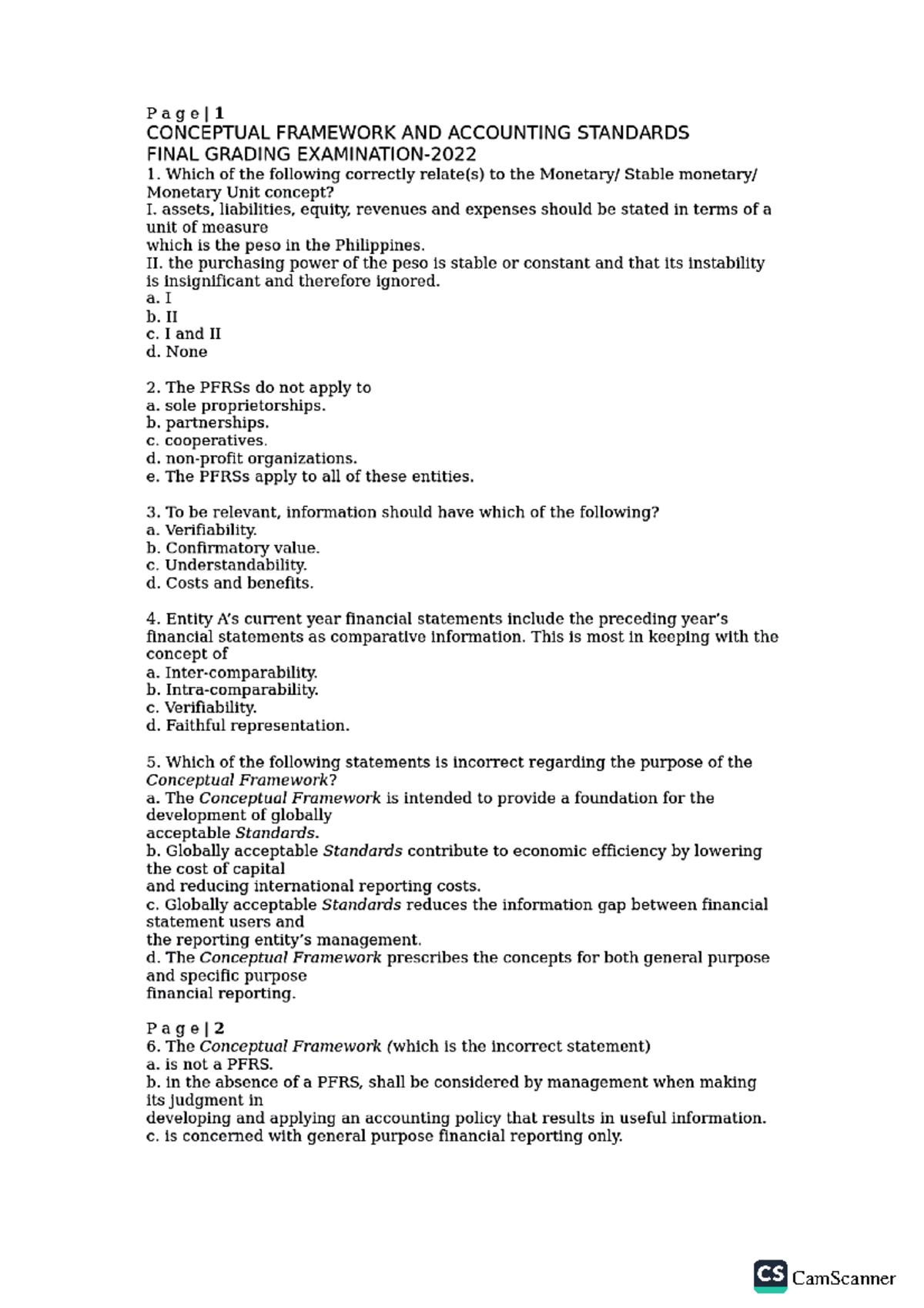 PAS questionnaire - questions - Page 1 CONCEPTUAL FRAMEWORK AND ...