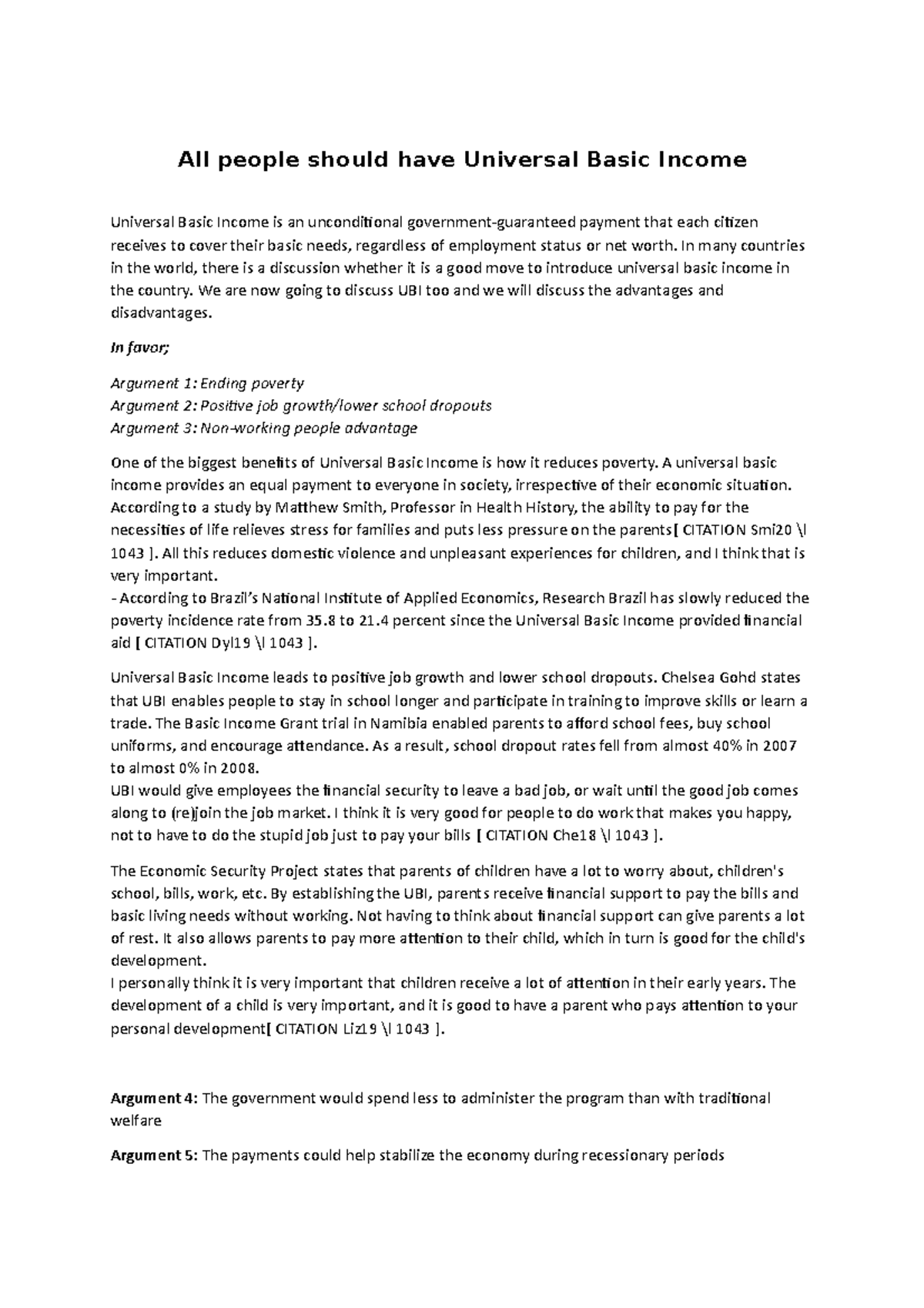 UBI Debate: Pros & Cons of Universal Basic Income Discussion - Studeersnel